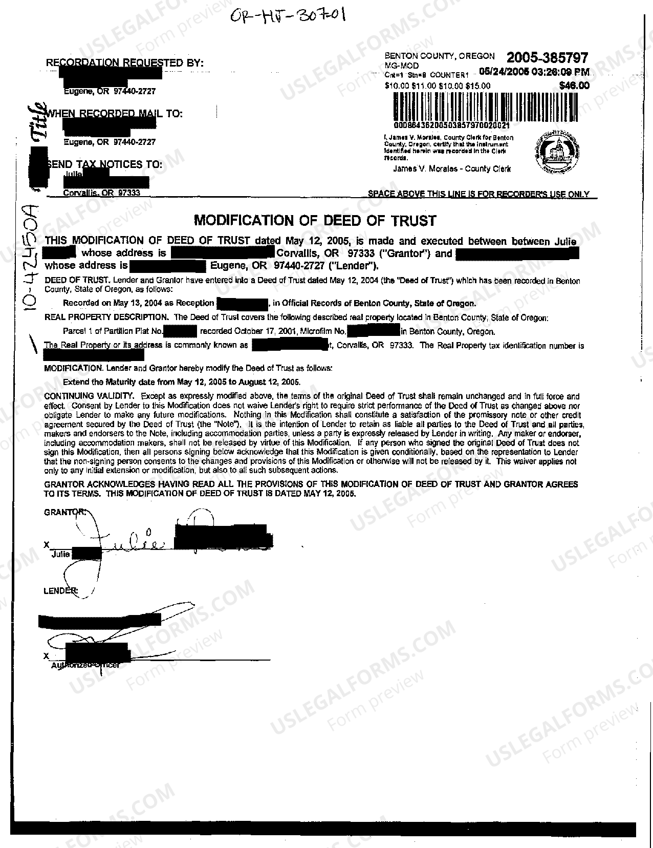 Oregon Change or Modification of Deed of Trusts | US Legal Forms