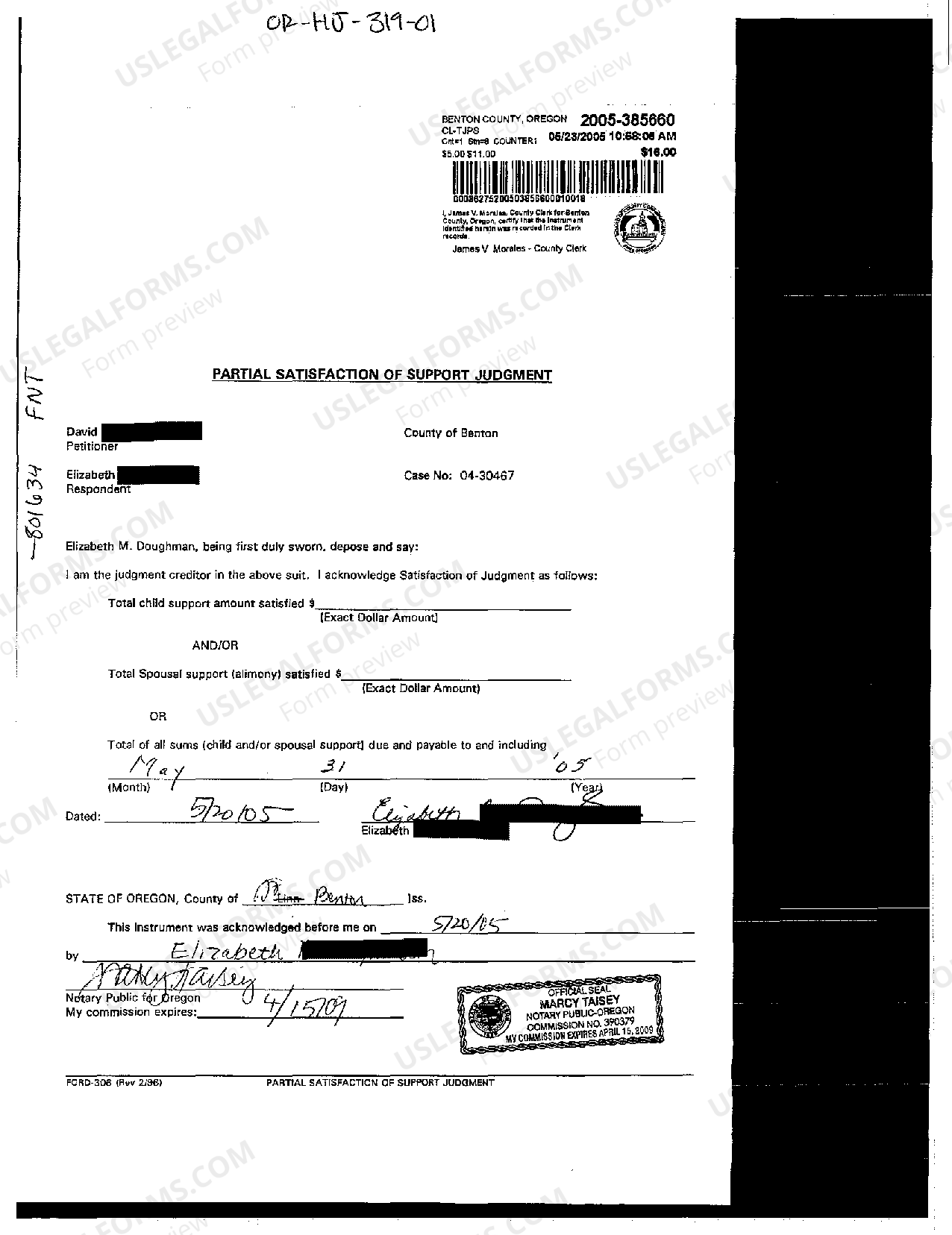 Oregon Partial Satisfaction of Support Judgment | US Legal Forms