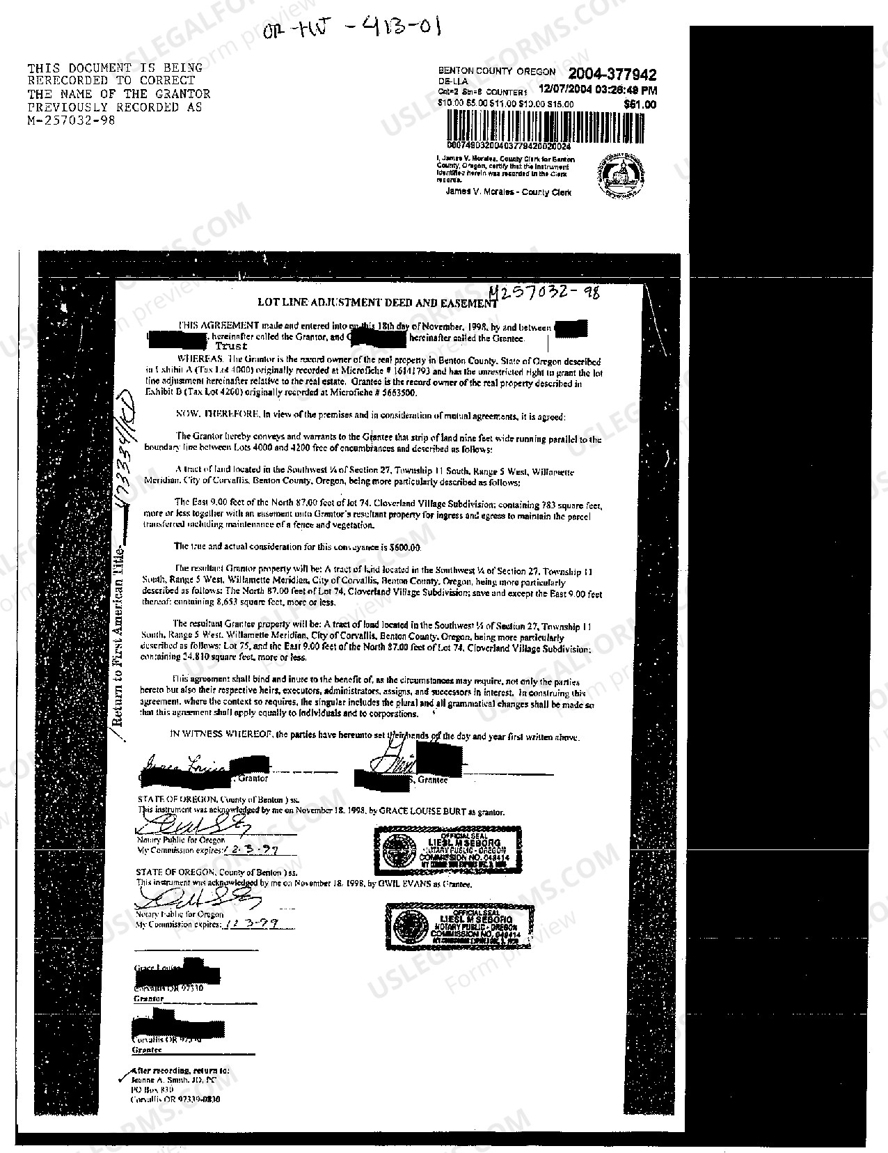 Lot Line Adjustment Deed | US Legal Forms