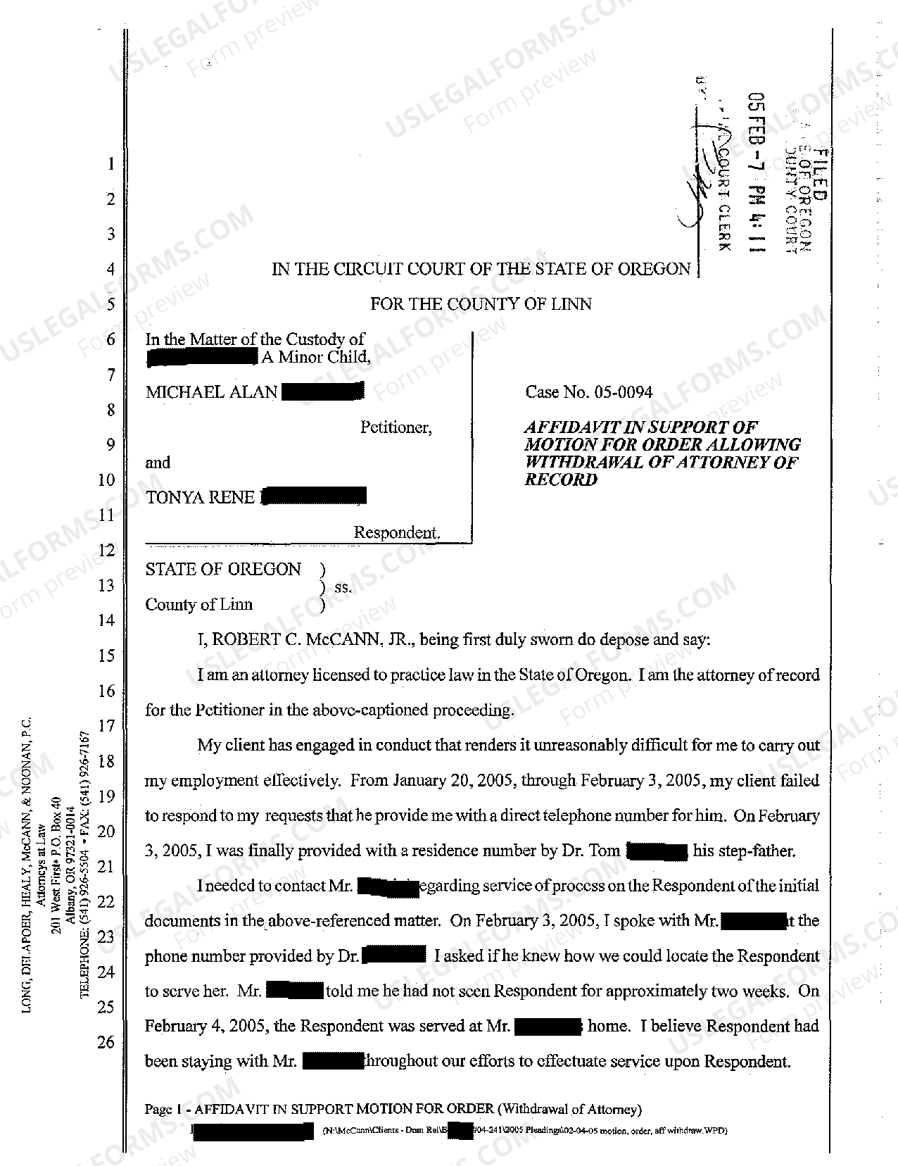 Oregon Motion For Order Allowing Withdrawal of Petitioner's Attorney ...