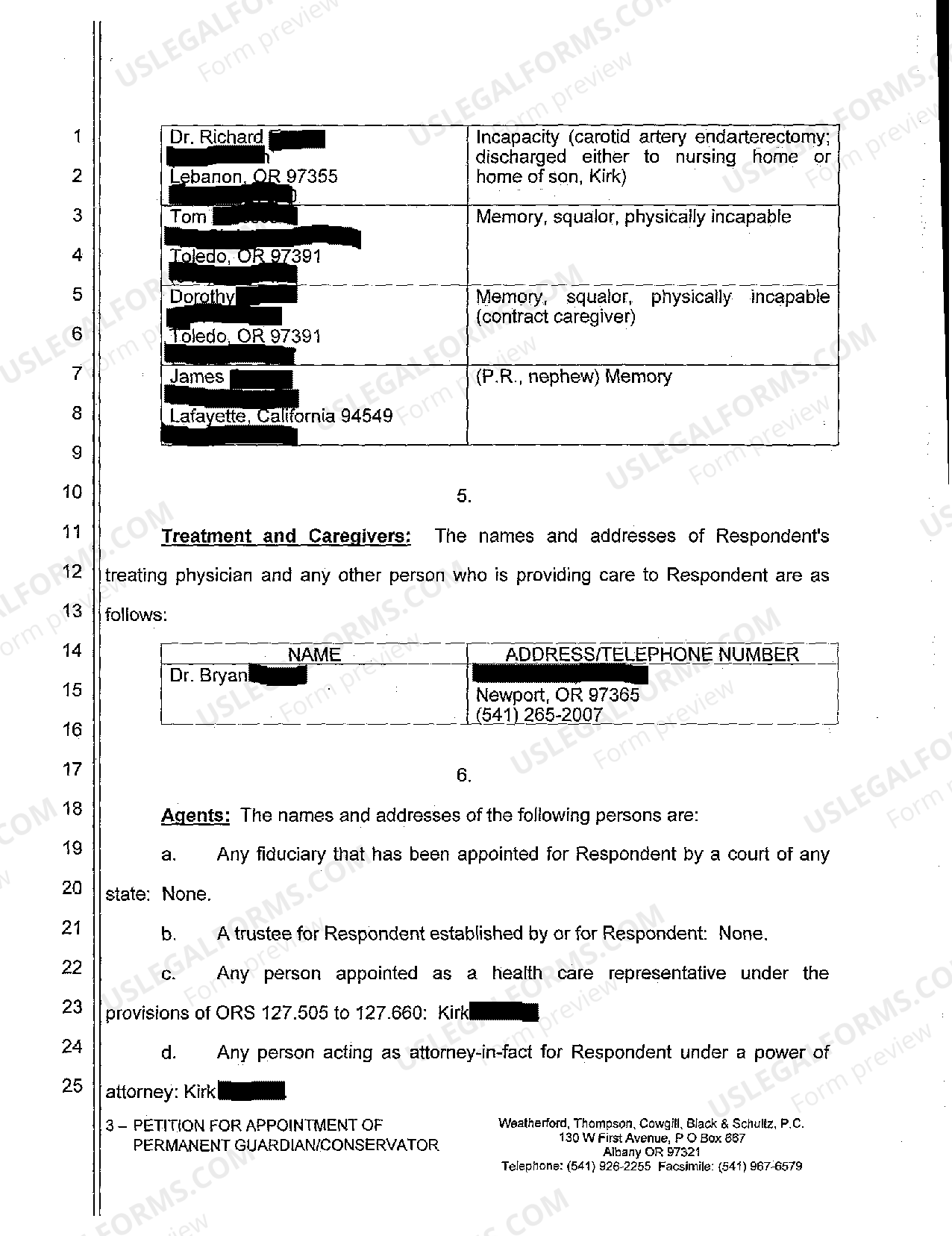Oregon Petition for Appointment of Emergency and Permanent Guardian ...