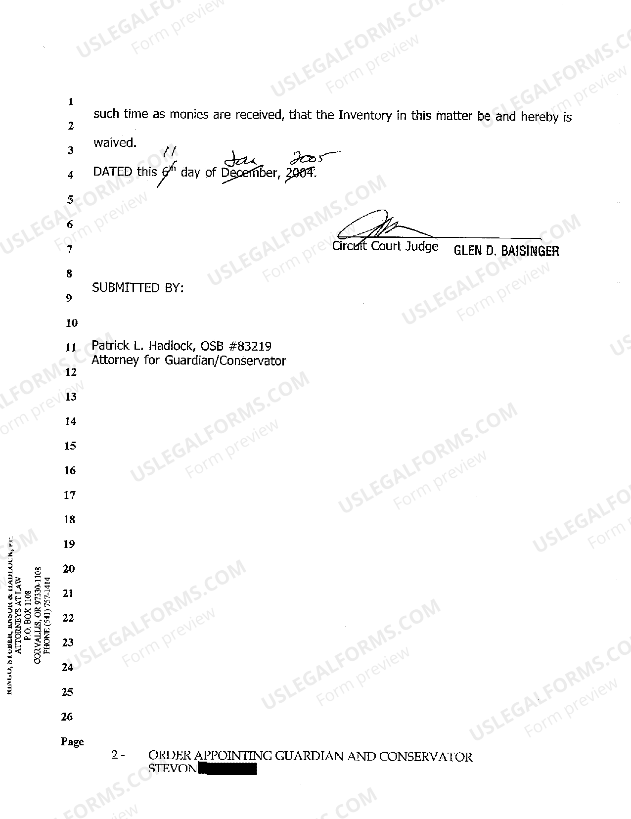 Oregon Order Appointing Guardian and Conservator | US Legal Forms