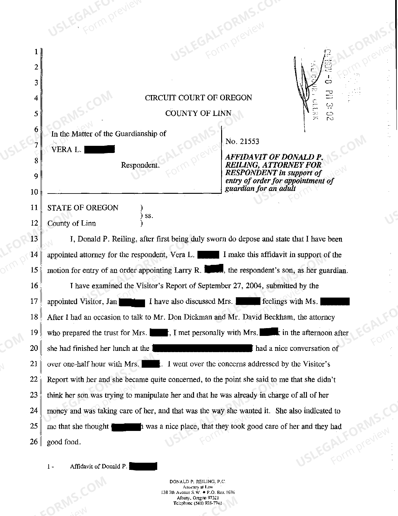 Oregon Motion for Entry of Order Appointing Guardian of an Adult | US ...