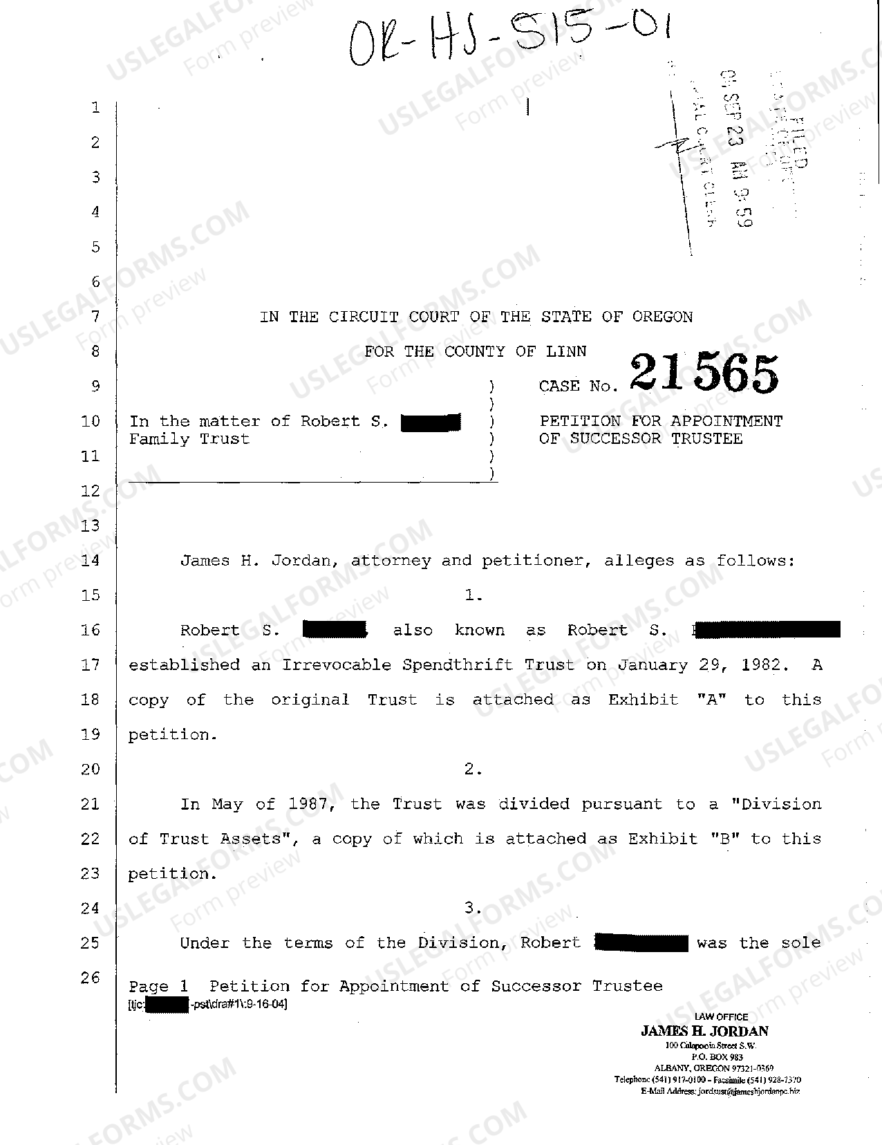 Oregon Petition For Appointment of Successor Trustee | US Legal Forms