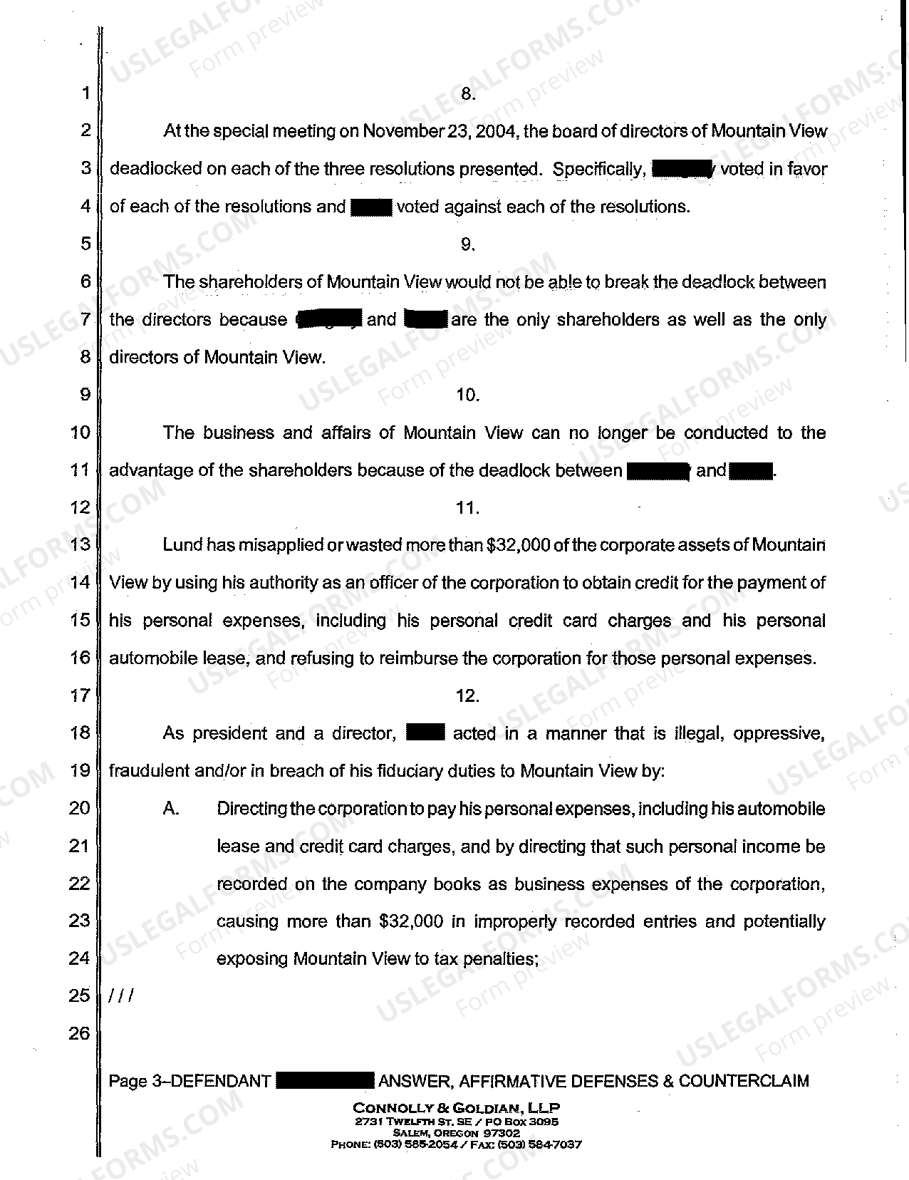 Oregon Defendant's Answer, Affirmative Defenses, and Counterclaims | US ...