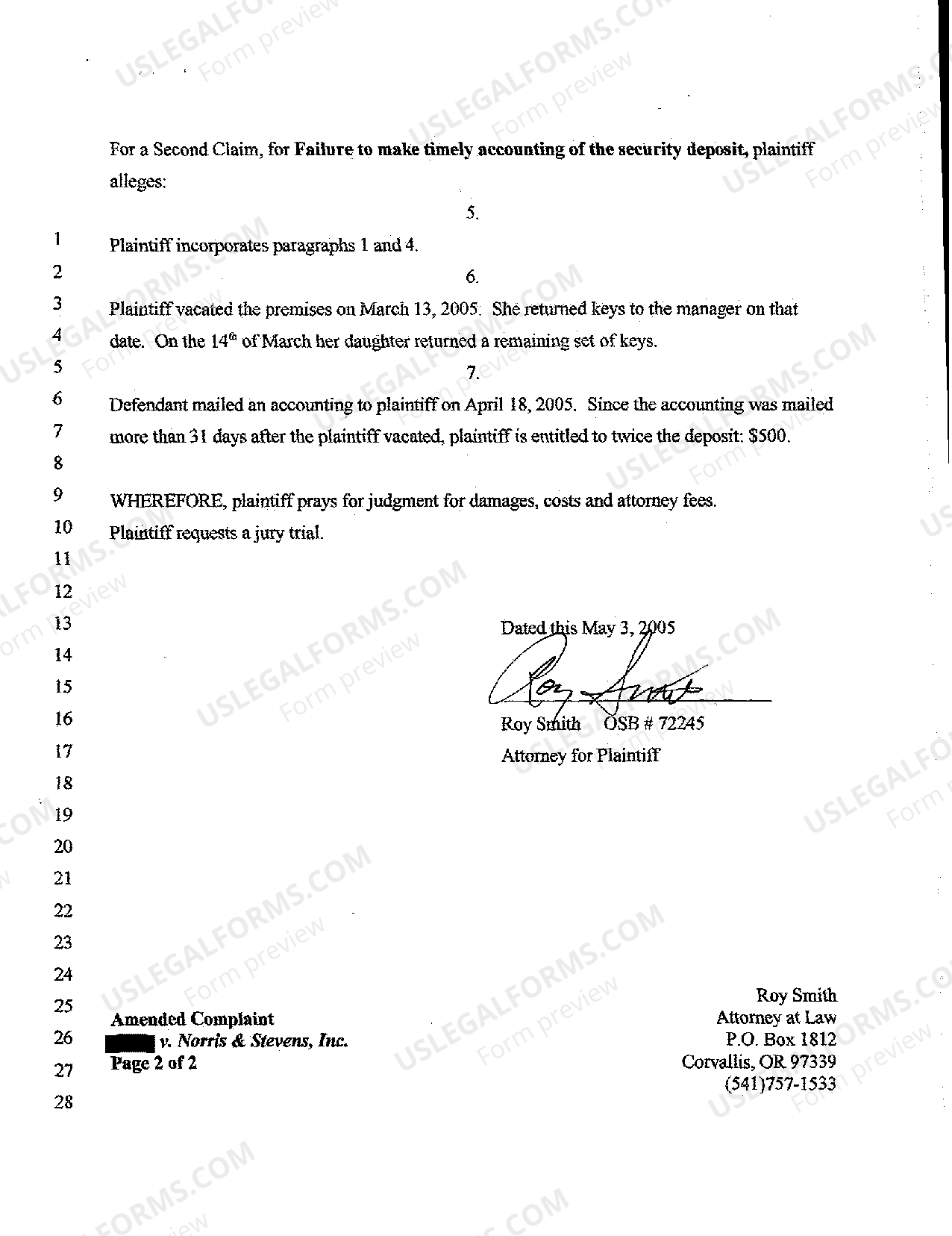 Oregon Amended Complaint | US Legal Forms