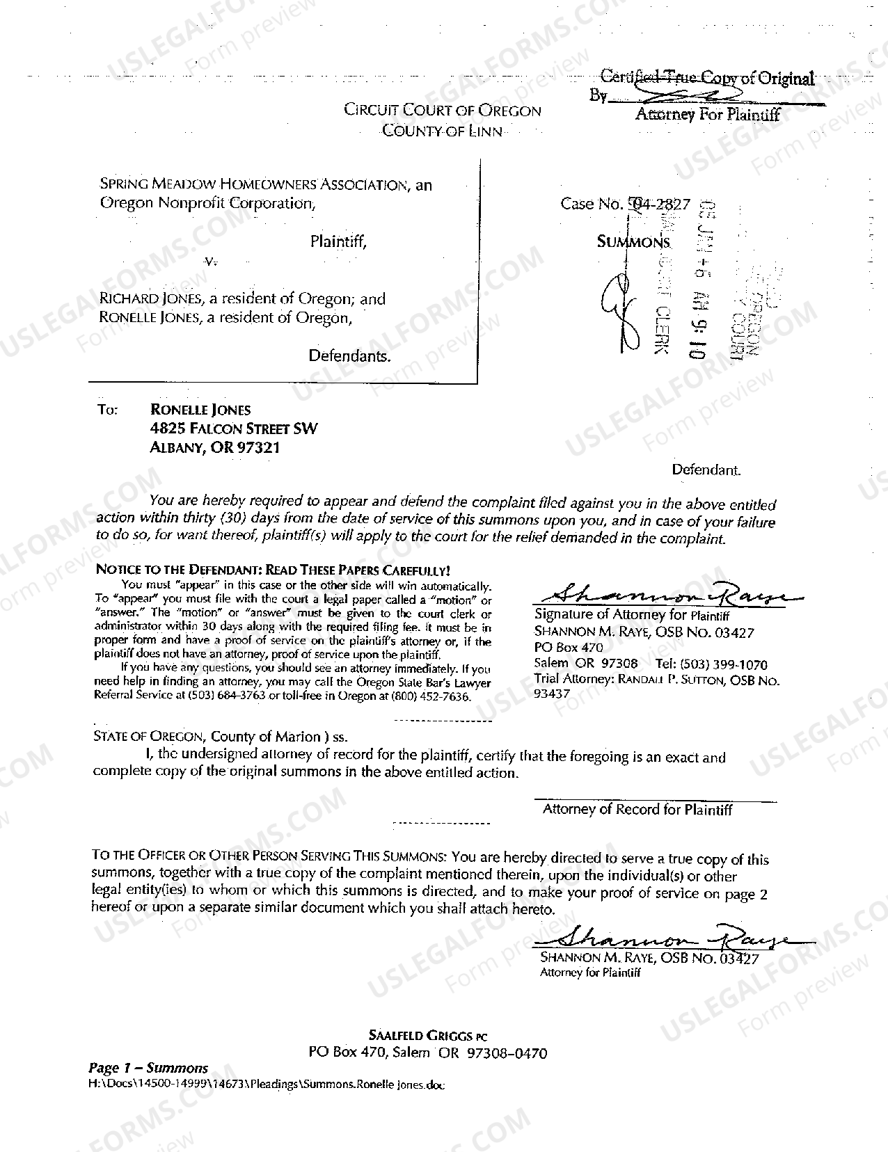 Oregon Complaint Declaratory Judgment (Breach of Covenants, Conditions ...