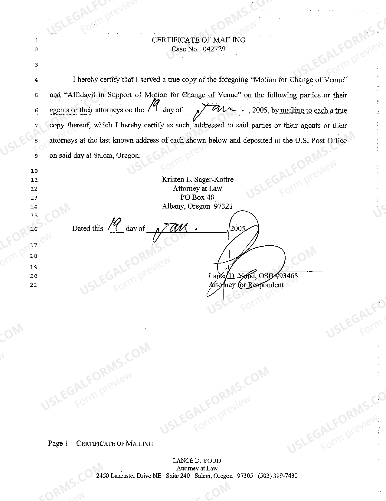 Bend Oregon Motion for Change of Venue | US Legal Forms