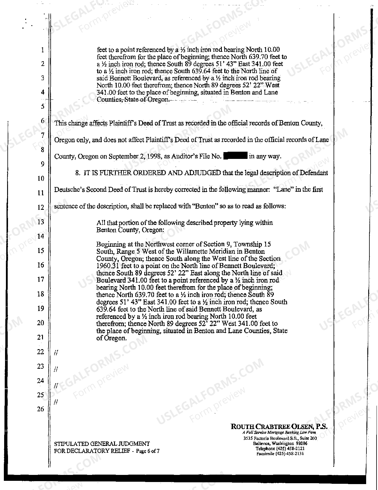 Oregon Stipulated General Judgment for Declaratory Relief to Reform ...