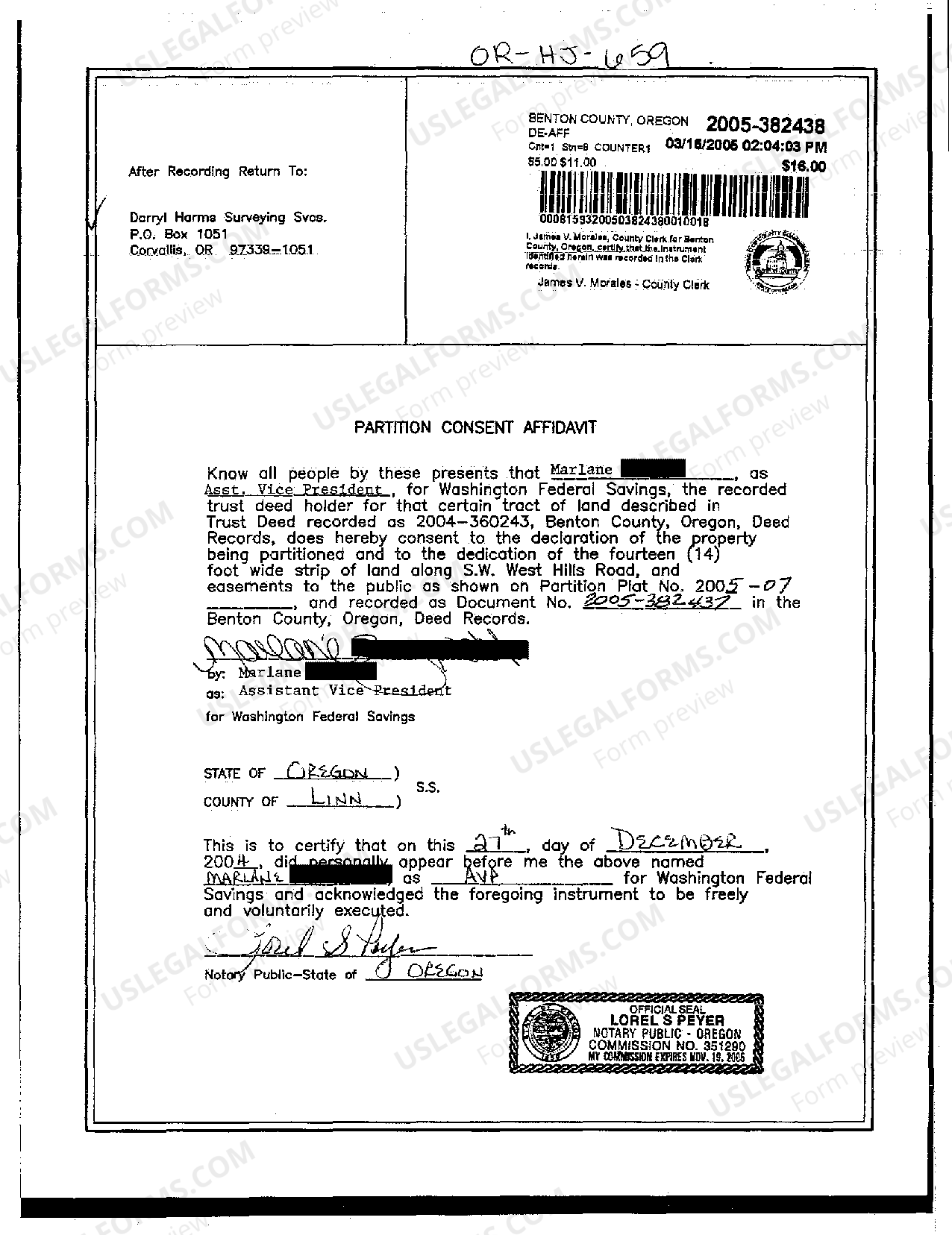 Oregon Partition Consent Affidavit | US Legal Forms