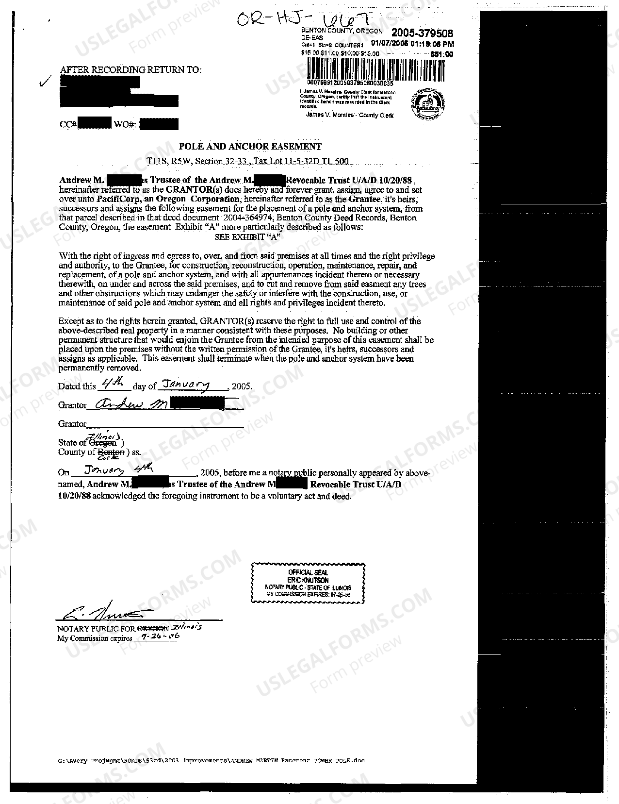 Oregon Pole and Anchor Easement - Anchor Easement | US Legal Forms