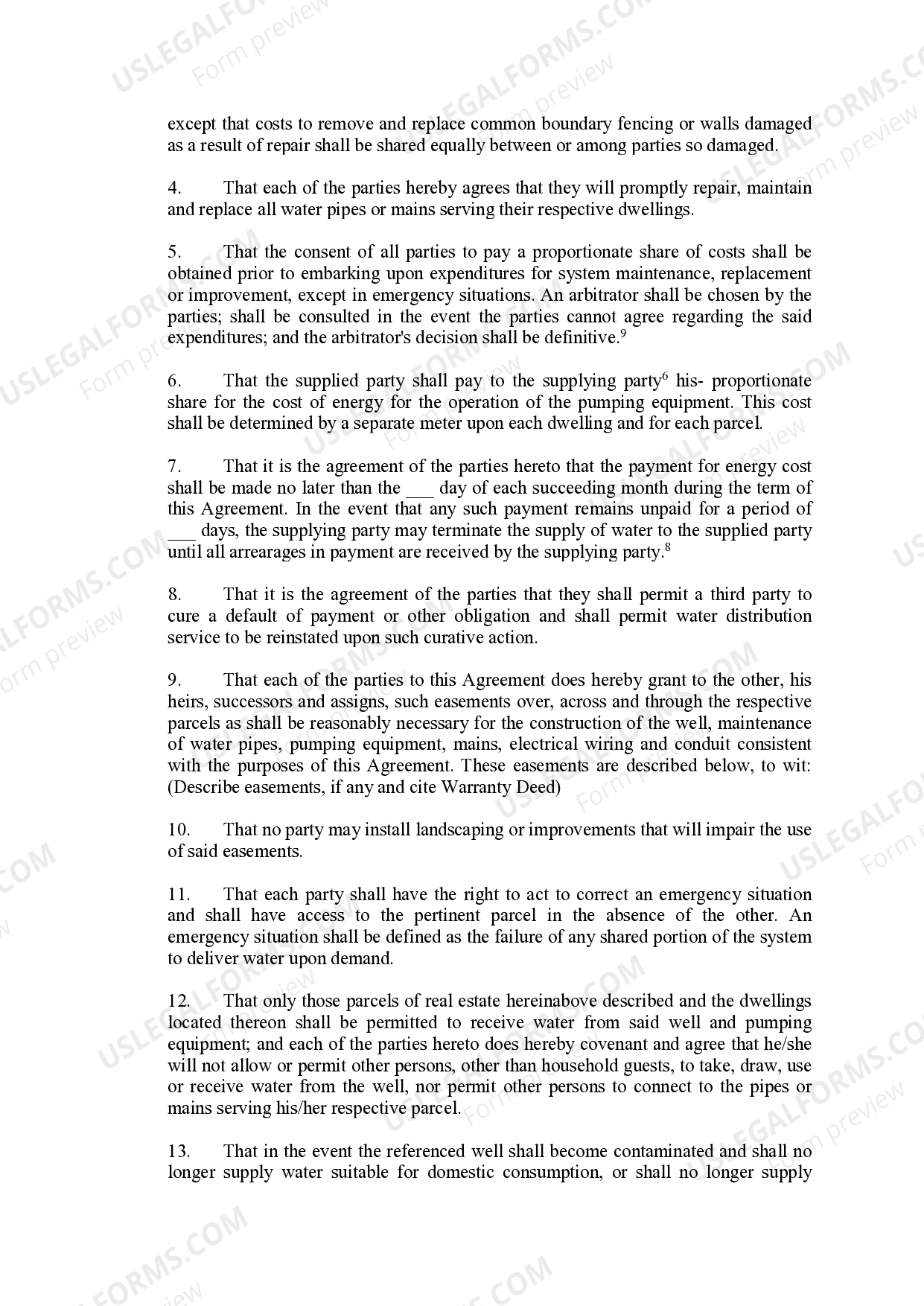 Oregon Shared Well Water Agreement - Shared Well Agreement | US Legal Forms