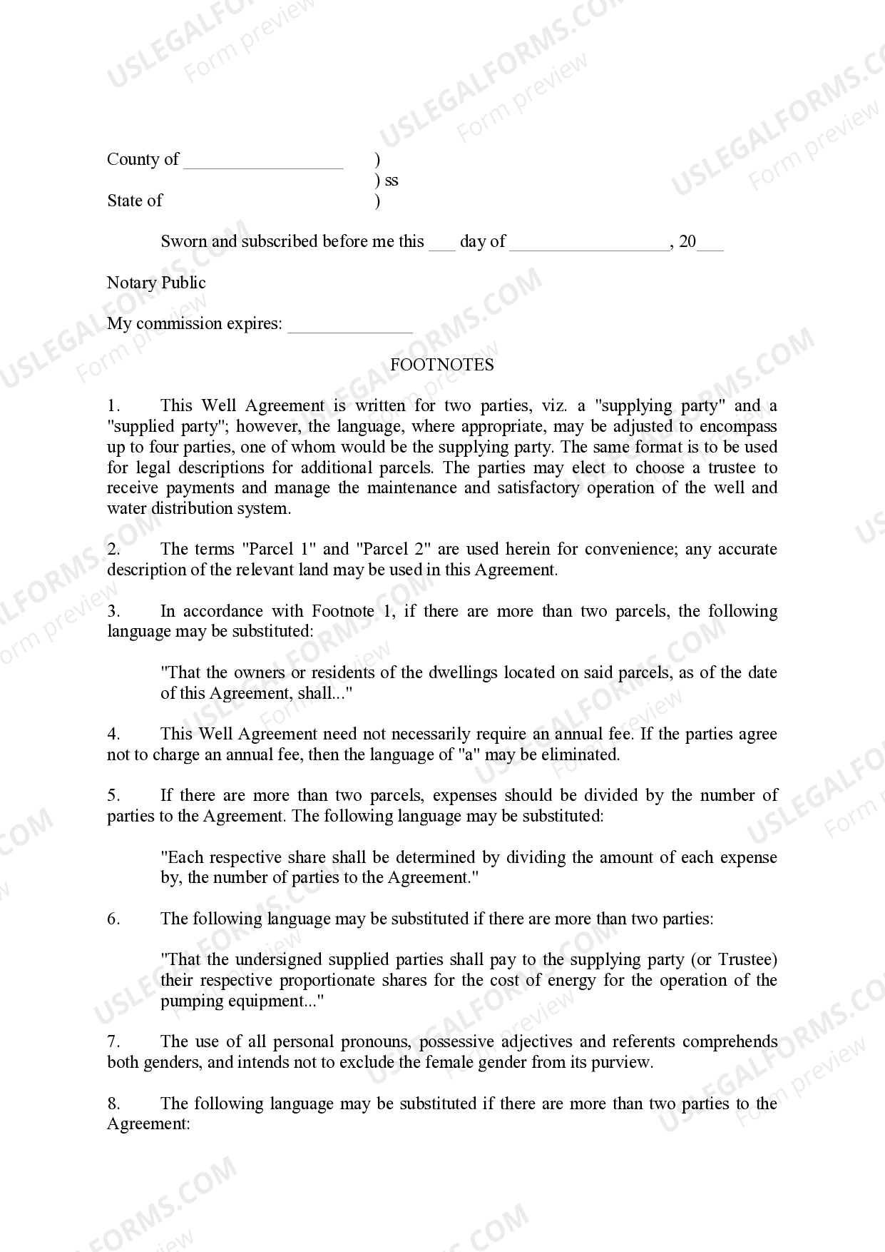 Oregon Shared Well Water Agreement - Shared Well Agreement | US Legal Forms