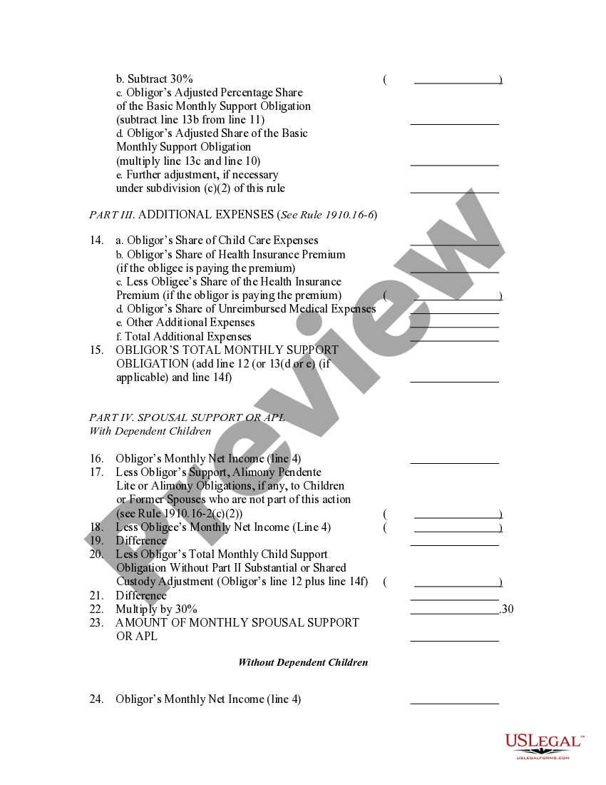 Pennsylvania Child Support Guidelines Worksheet Ccis Payment
