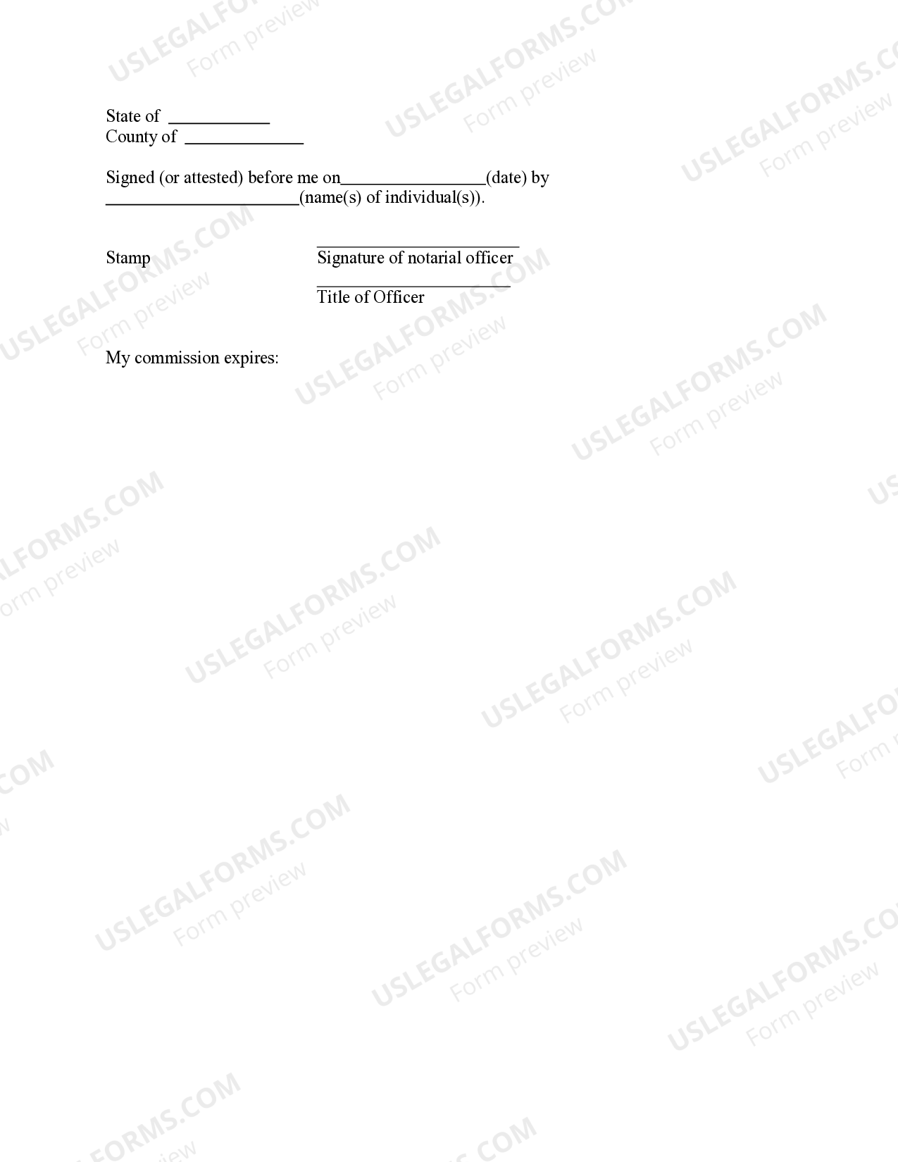 Pennsylvania Acknowledgment for Witnessing or Attesting a Signature ...