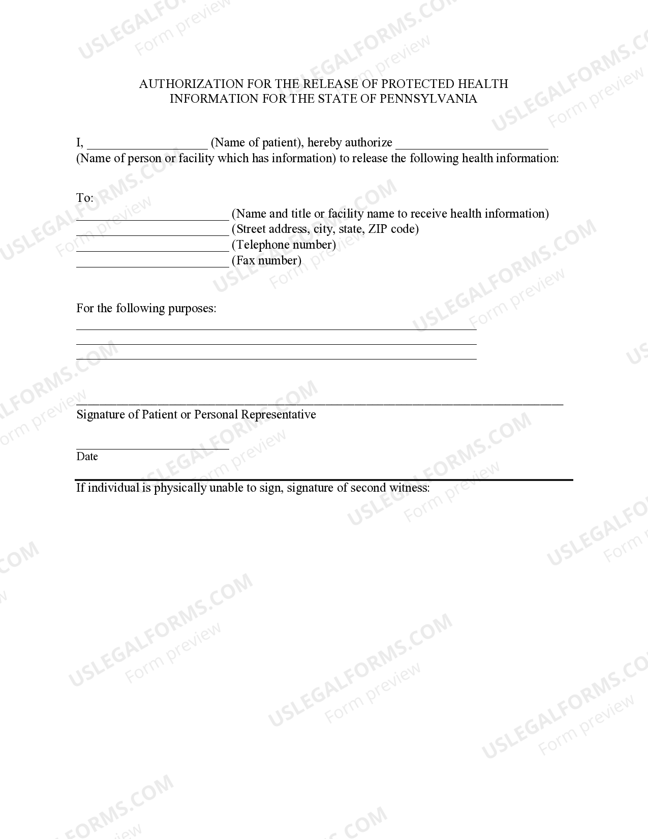 Pennsylvania Release and Authorization | US Legal Forms