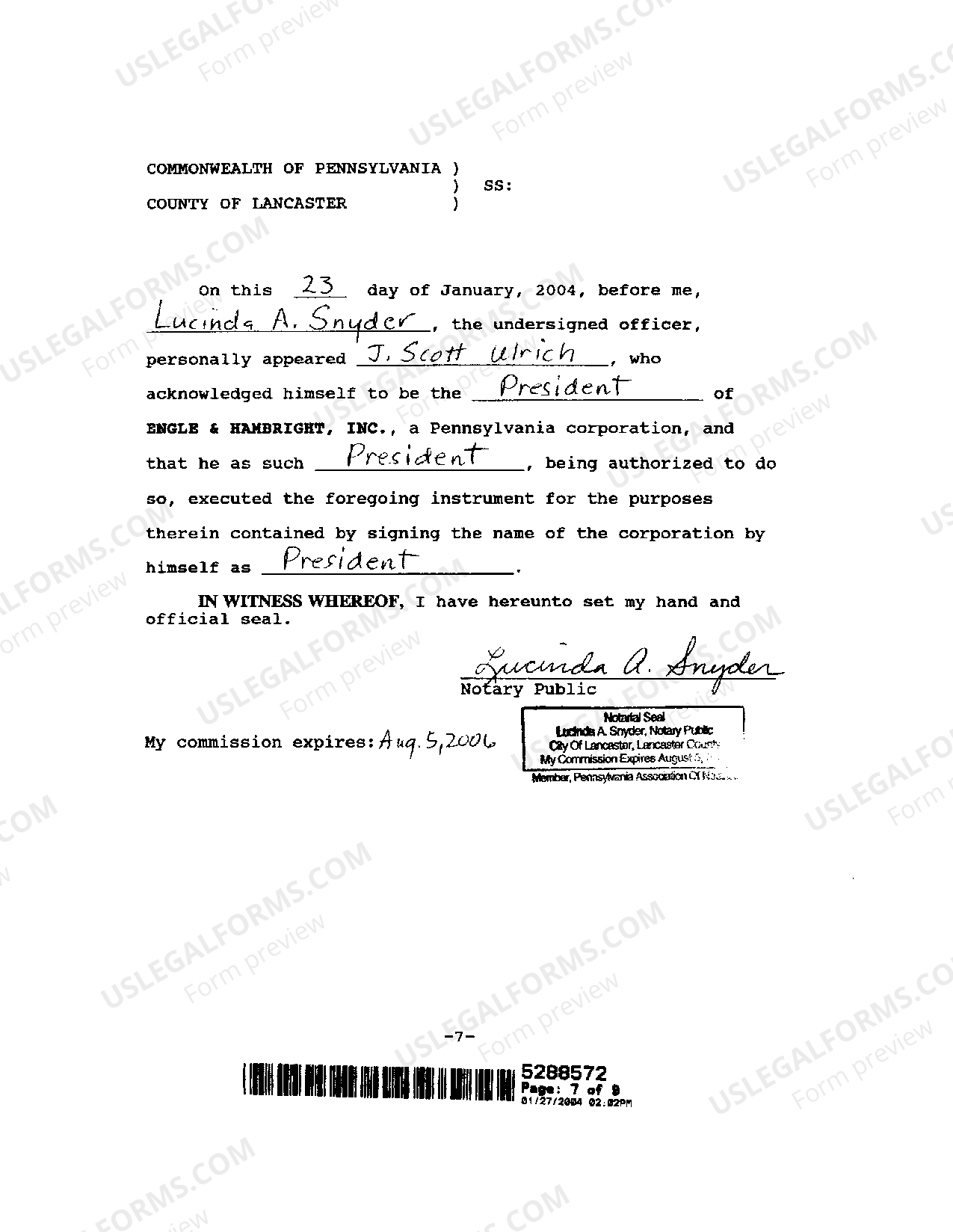 Pennsylvania Agreement to Terminate Restrictions that were in Original ...