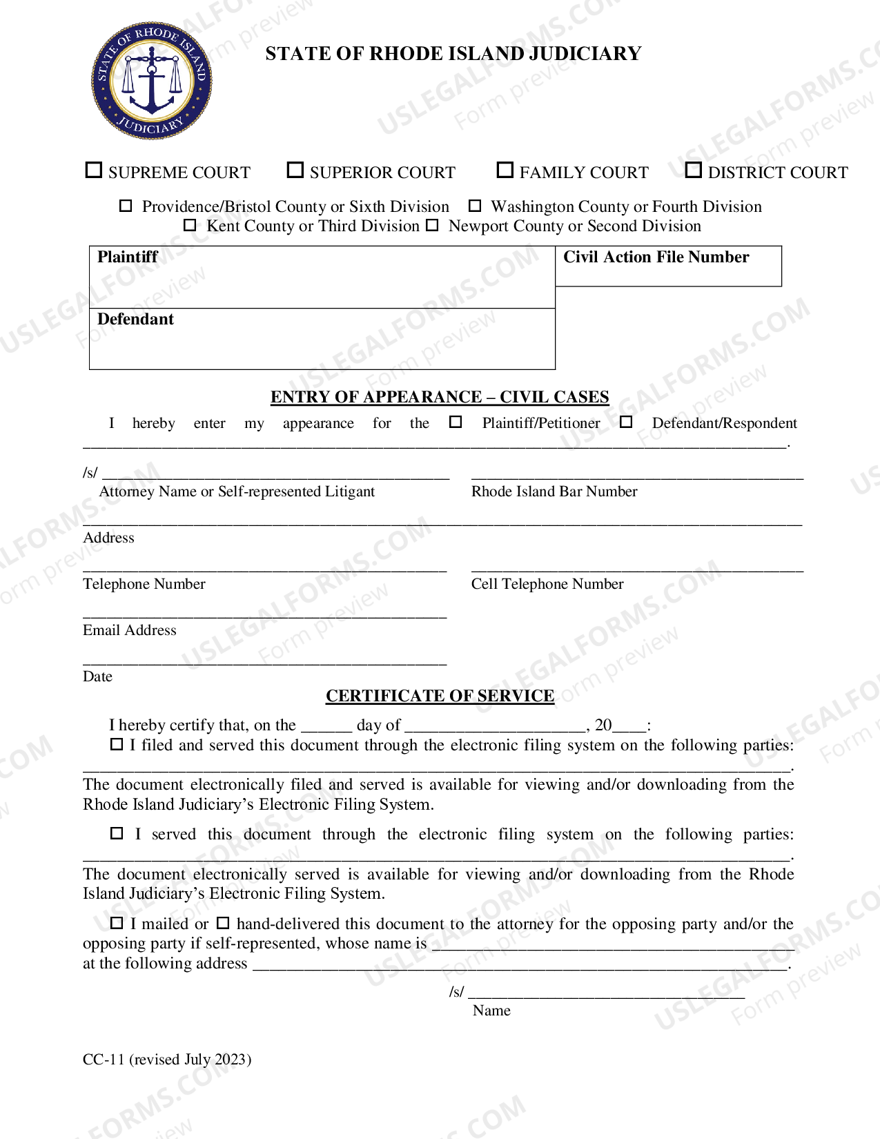 Rhode Island Entry of Appearance | US Legal Forms