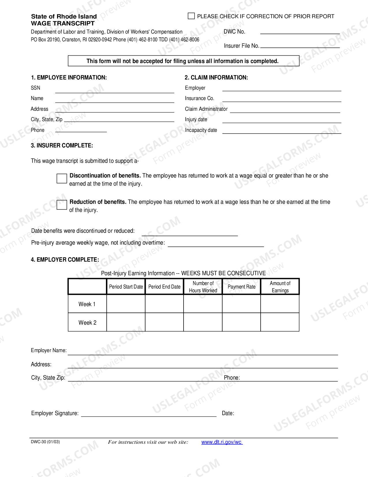 Rhode Island Wage Transcript | US Legal Forms