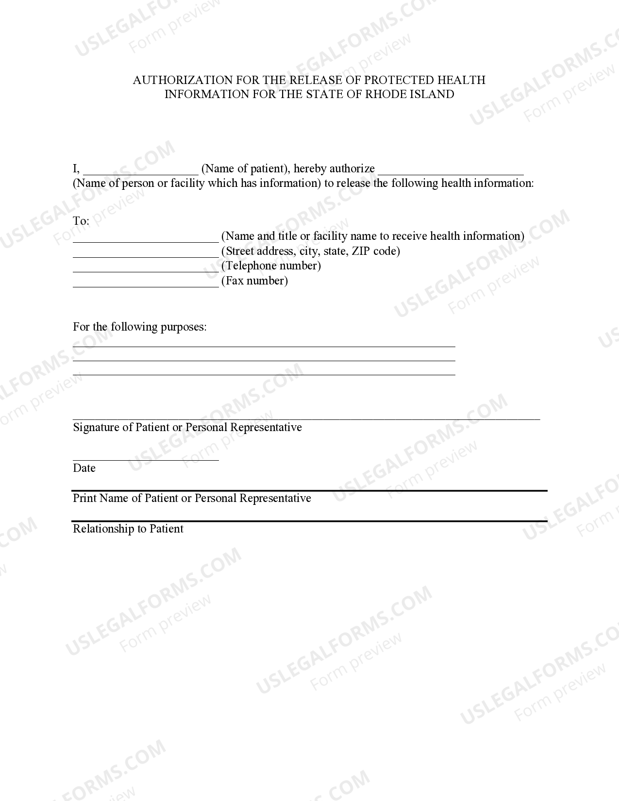 Rhode Island Release and Authorization | US Legal Forms