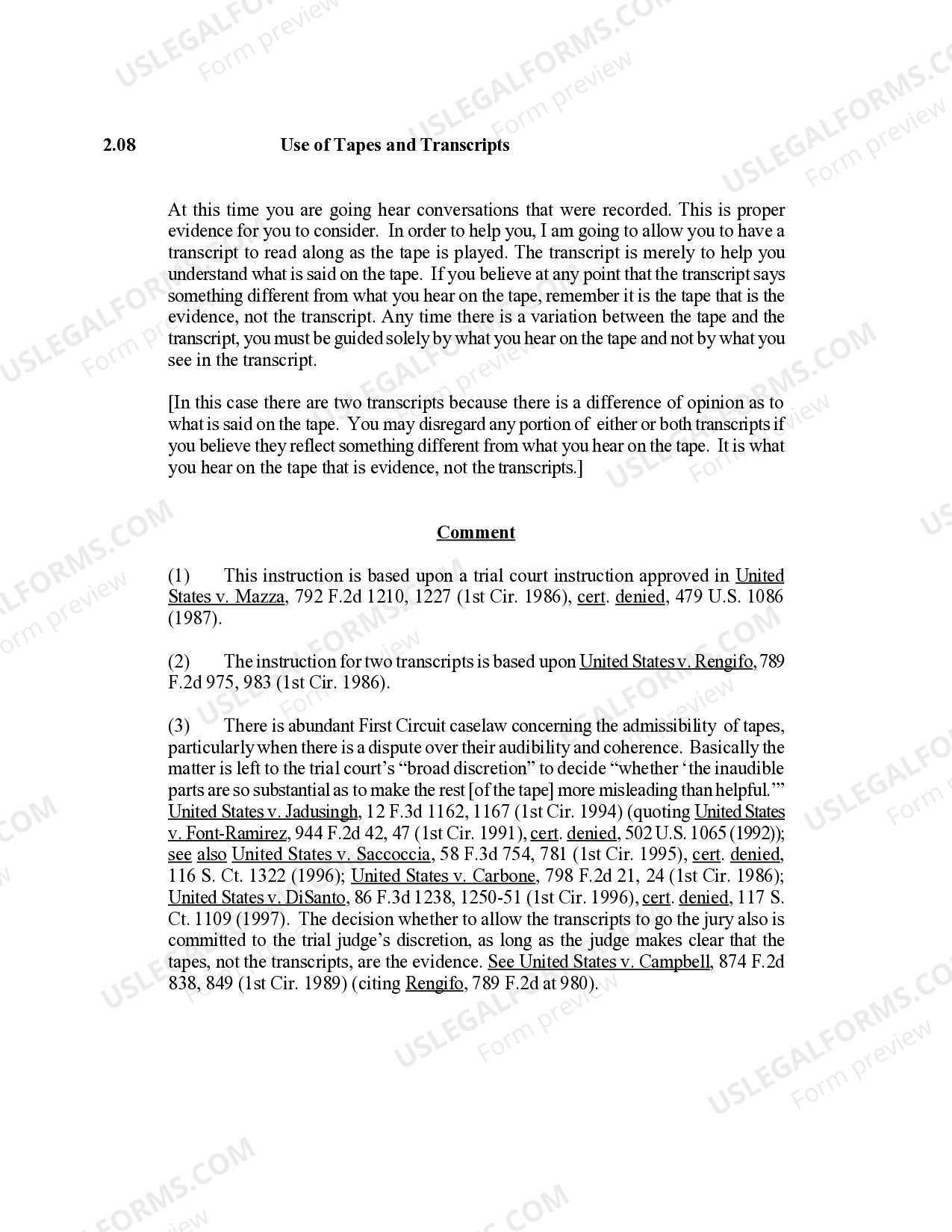Rhode Island Use of Tapes and Transcripts | US Legal Forms