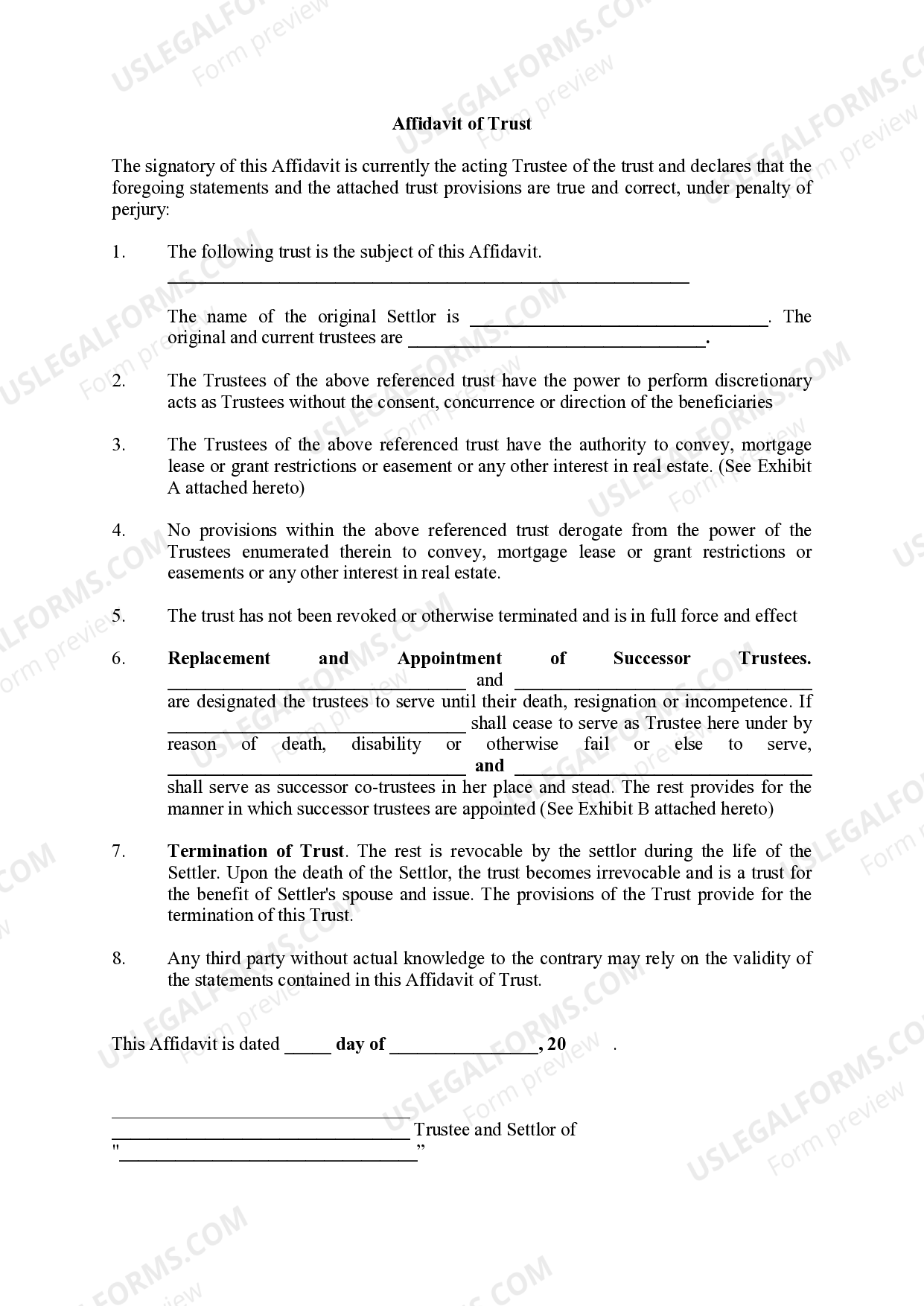Rhode Island Affidavit of Trust - Affidavit Of Trust | US Legal Forms
