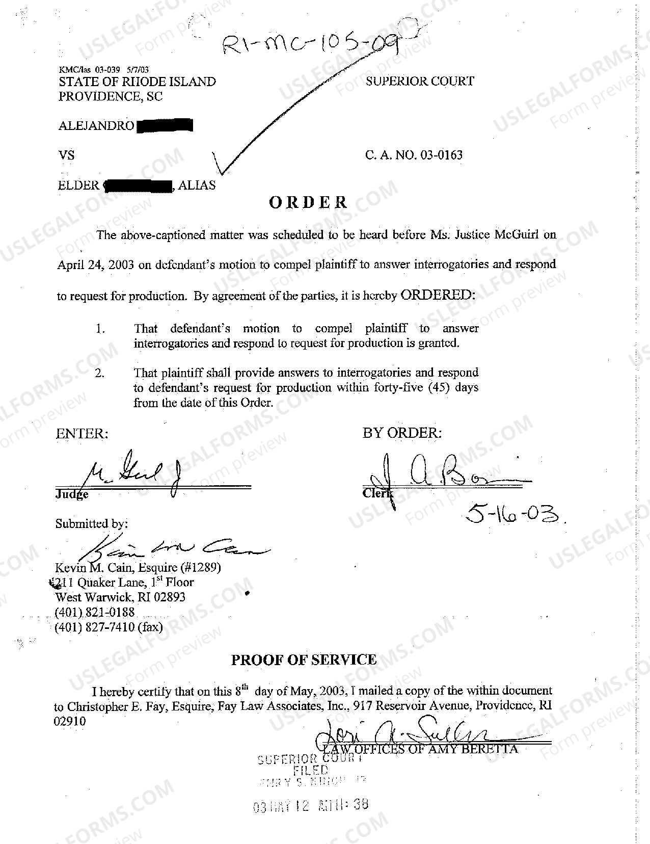 Rhode Island Order Granting Defendant's Motion to Compel Plaintiff to ...