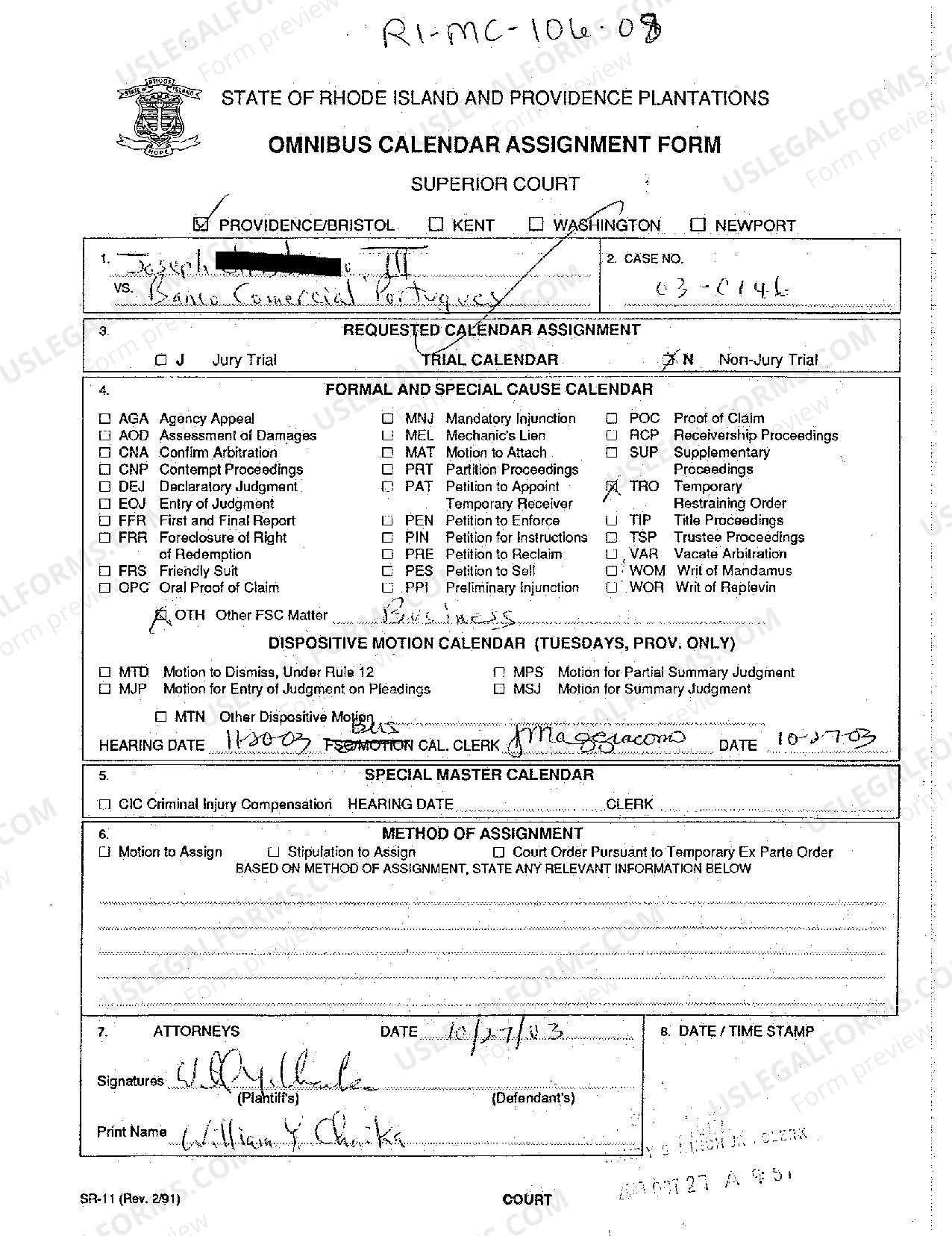 Rhode Island Omnibus Calendar Assignment Form | US Legal Forms