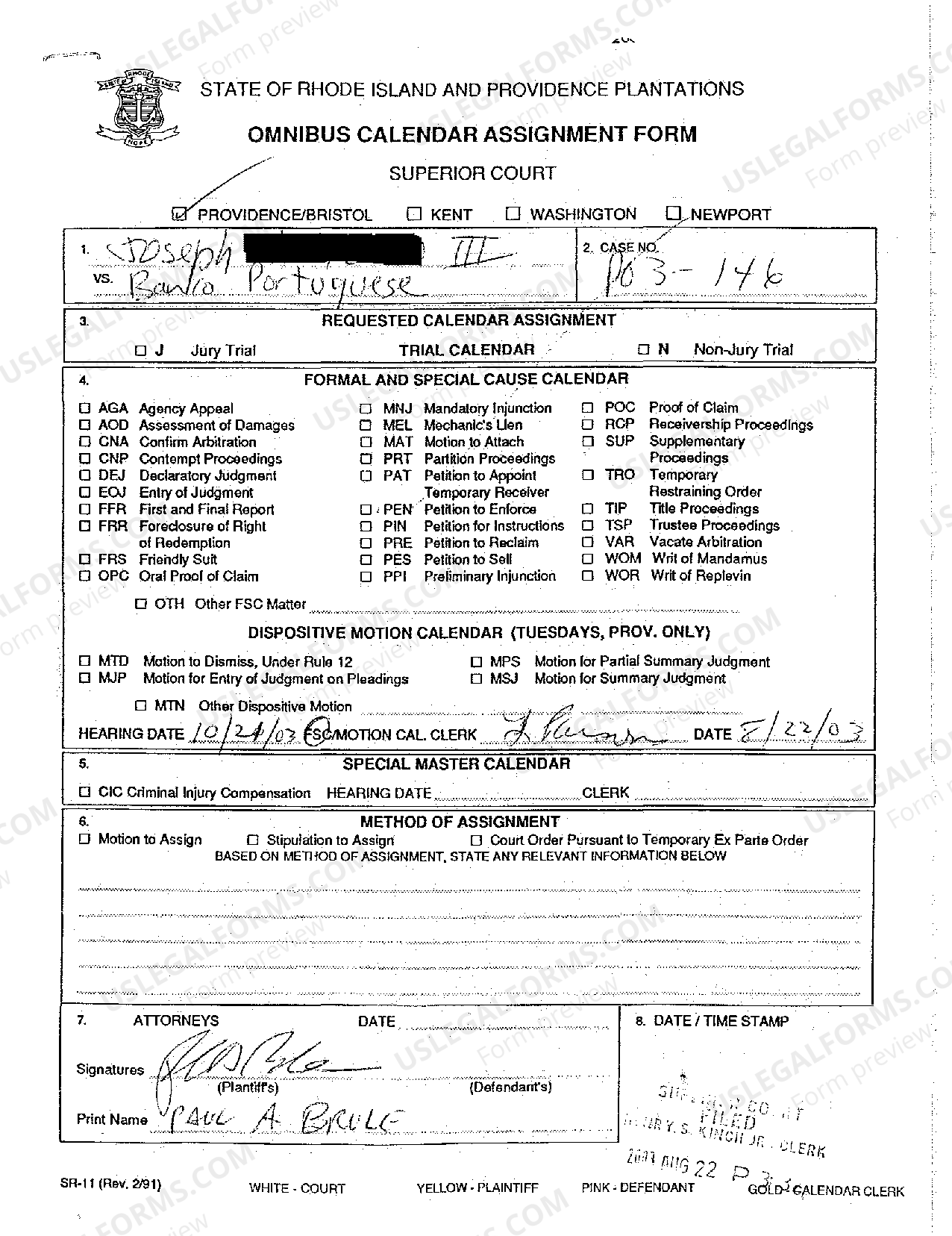 Rhode Island Omnibus Calendar Assignment Form | US Legal Forms