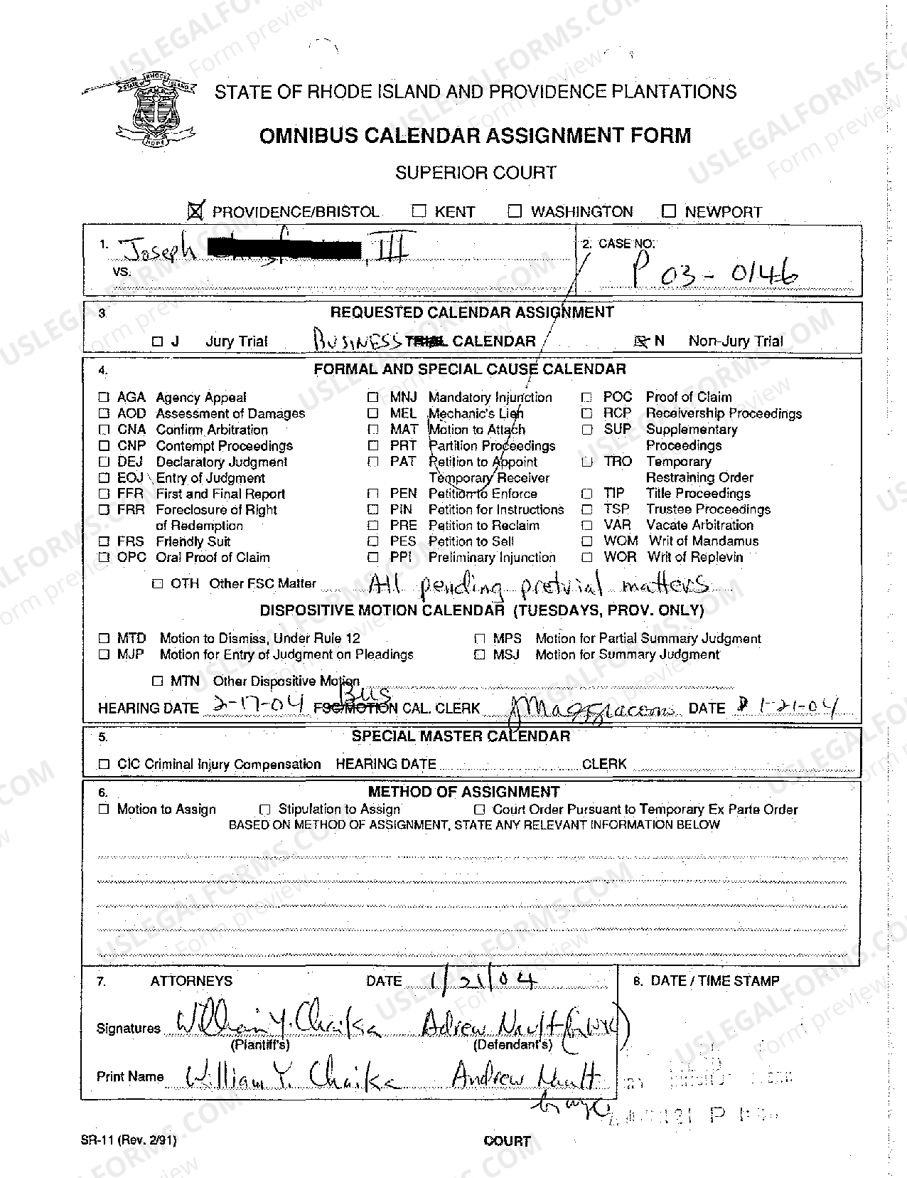 Rhode Island Omnibus Calendar Assignment Form | US Legal Forms