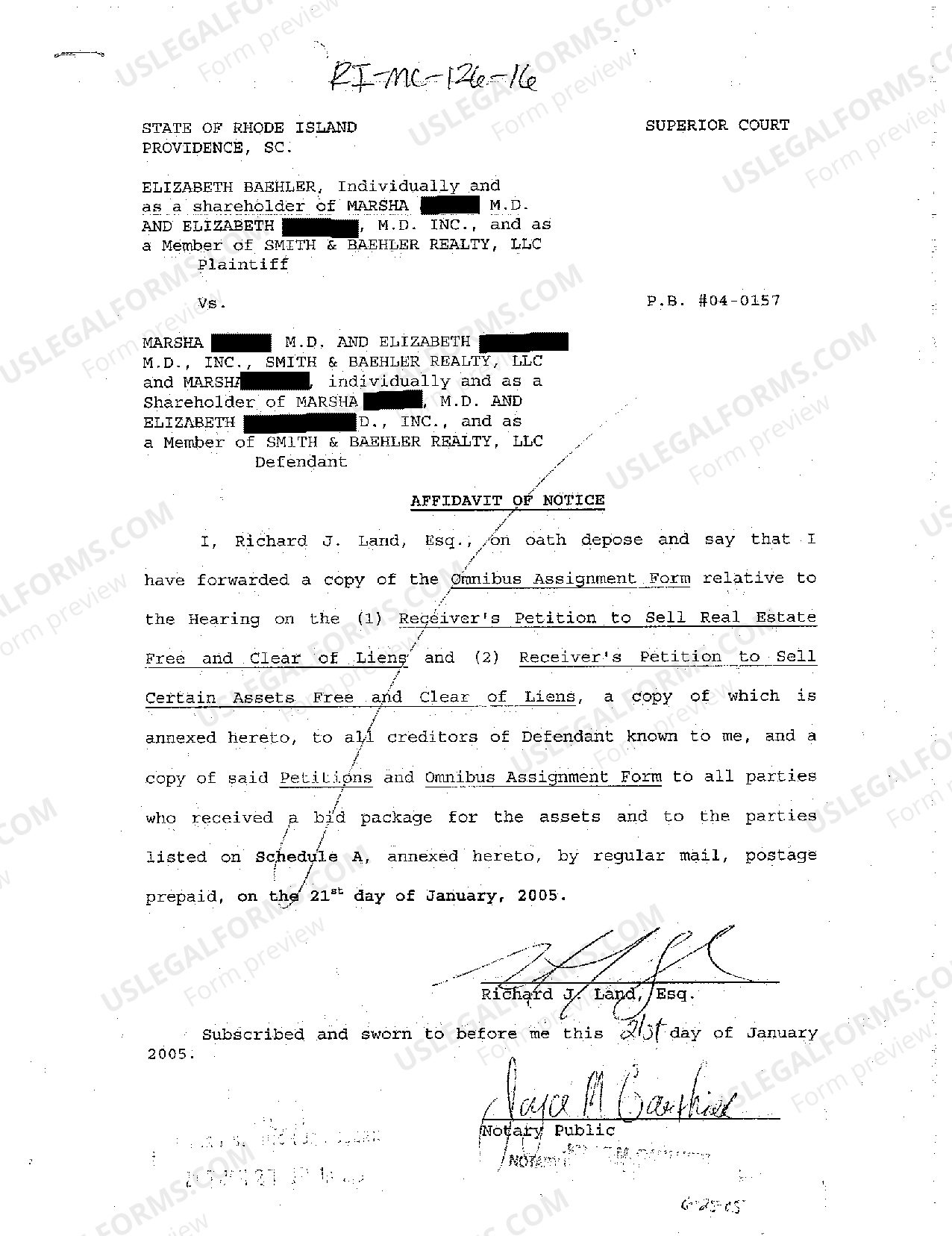 Rhode Island Affidavit of Notice | US Legal Forms