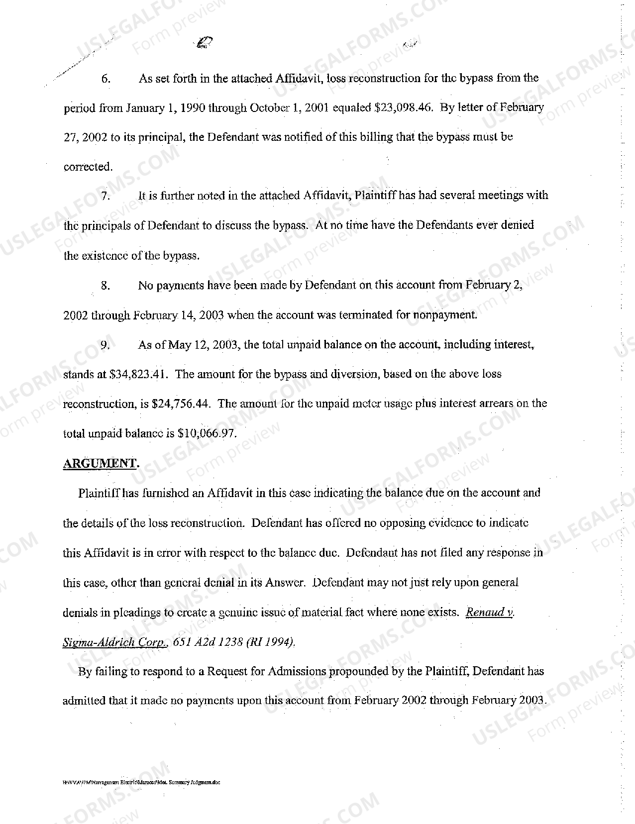 Rhode Island Motion and Order for Summary Judgment | US Legal Forms