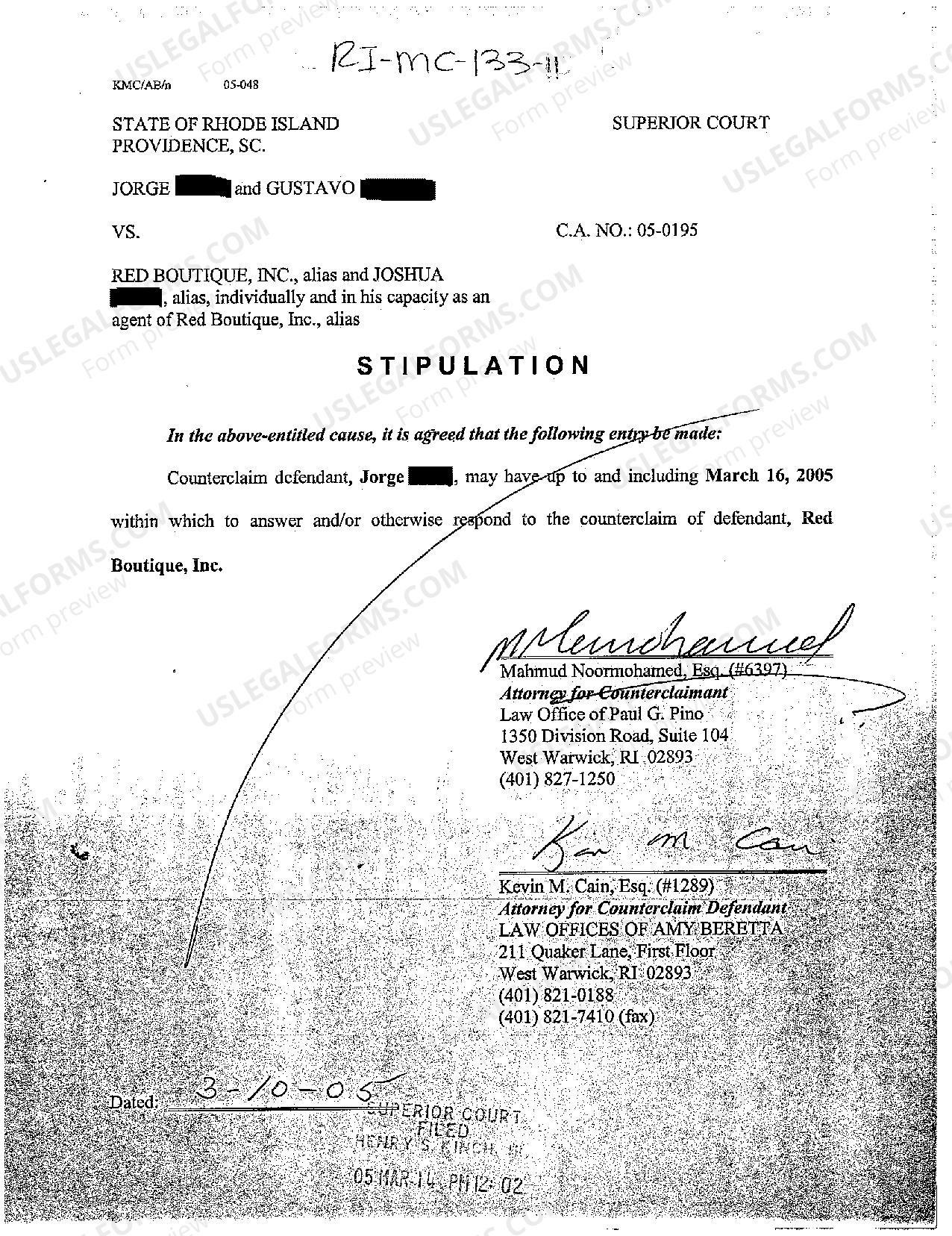 Rhode Island Stipulation of Dismissal with Prejudice | US Legal Forms