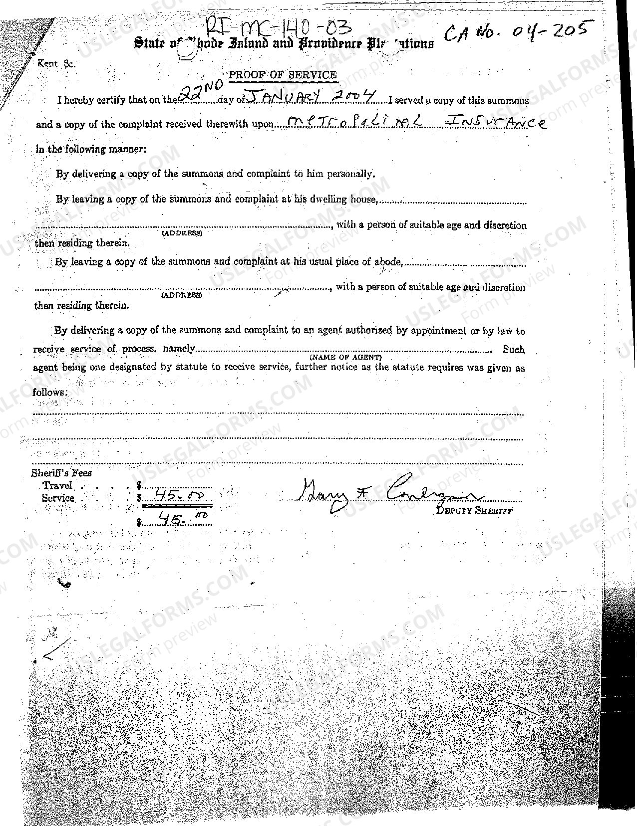 Rhode Island Proof of Service | US Legal Forms