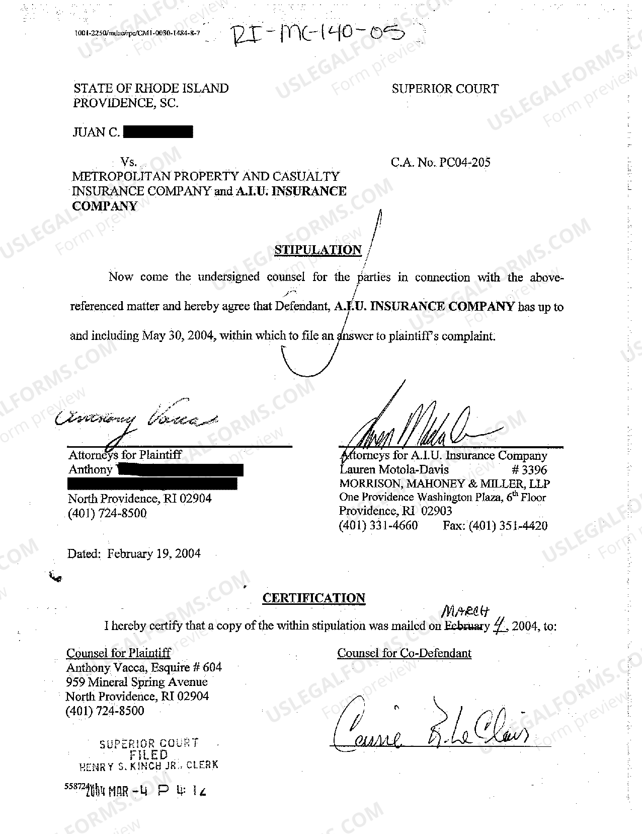 Rhode Island Stipulation to Agreed Facts | US Legal Forms