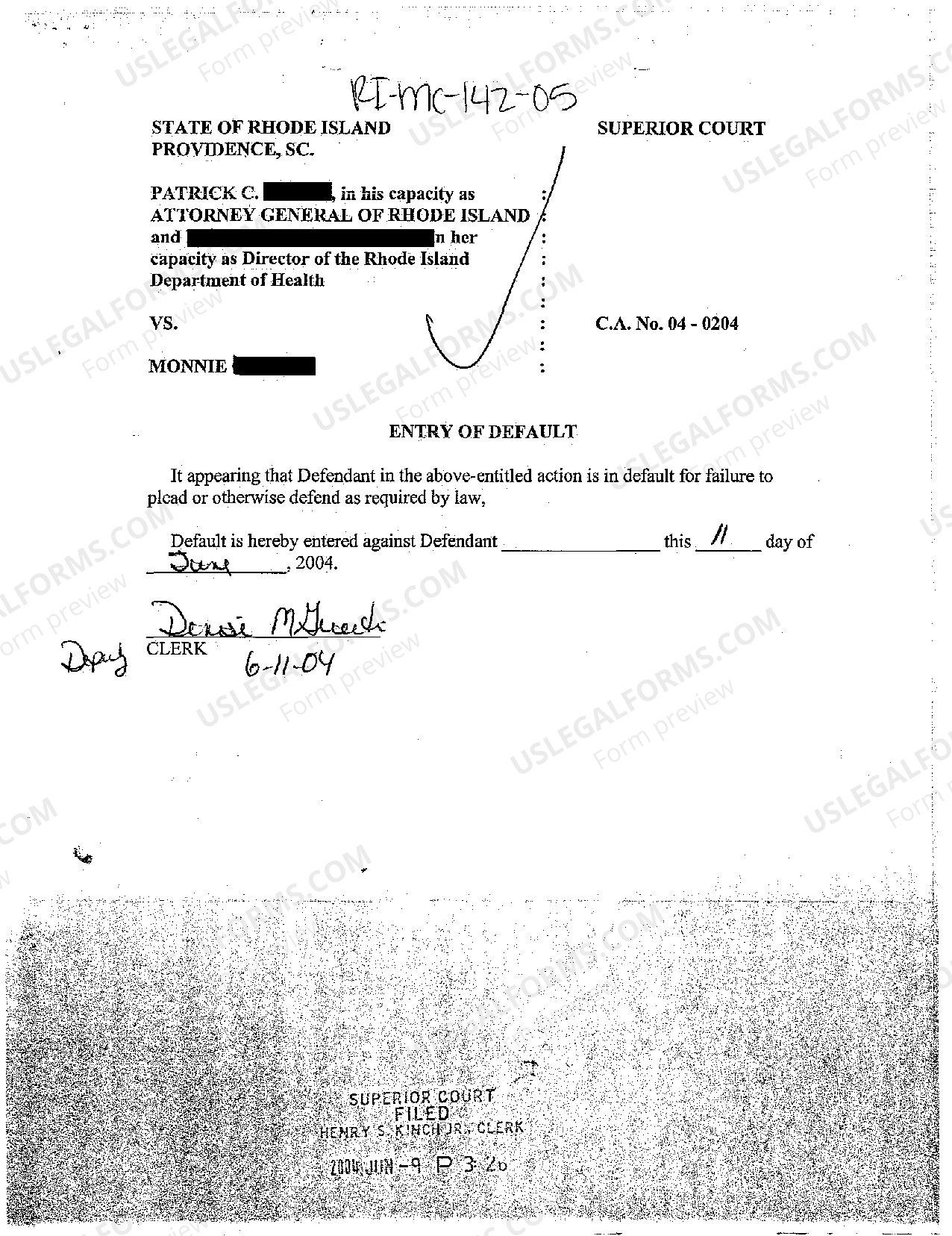 Rhode Island Entry of Default | US Legal Forms