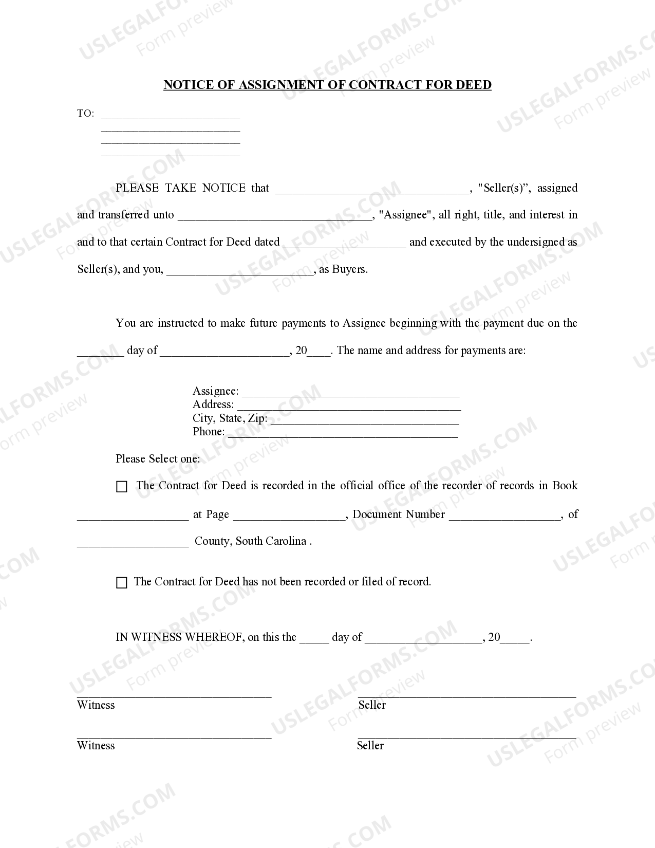 South Carolina Deed South Carolina Deed