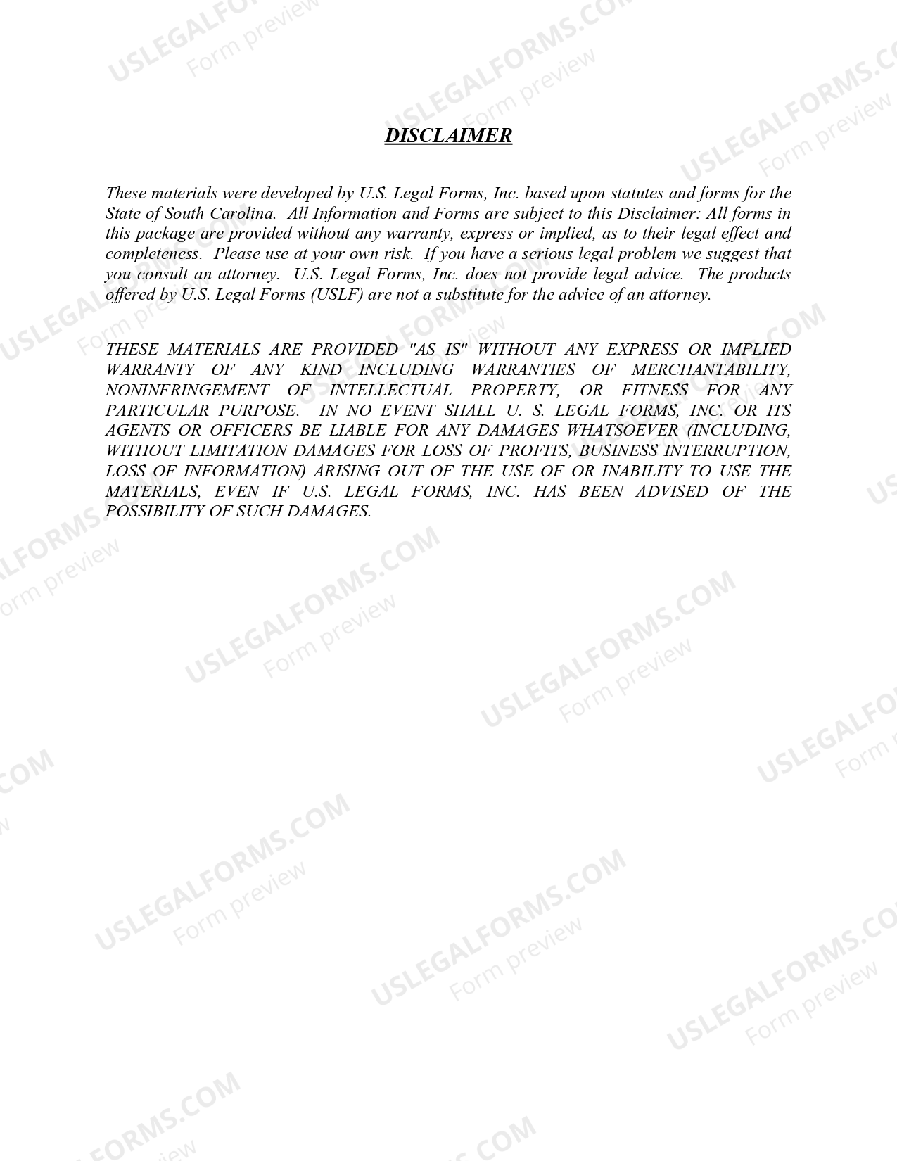 South Carolina Renunciation And Disclaimer of Property from Will by ...