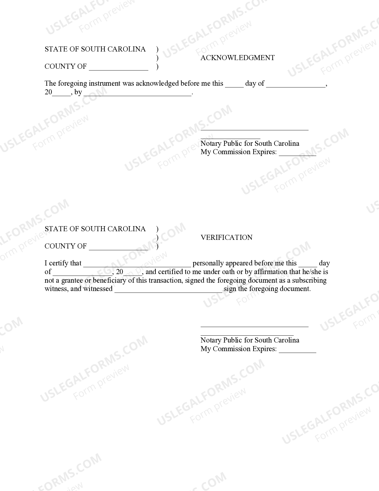 South Carolina Satisfaction Affidavit - South Carolina Affidavit | US ...