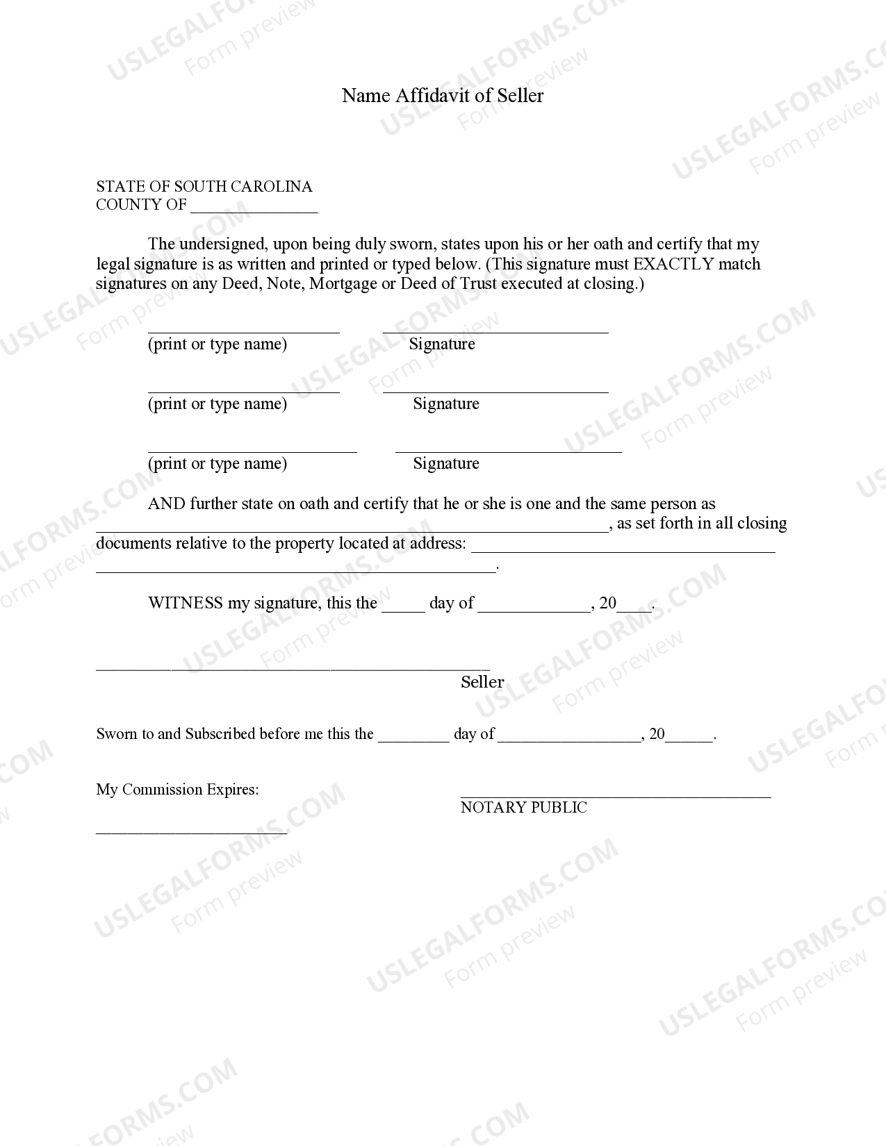 South Carolina Affidavit Form Withholding Tax | US Legal Forms