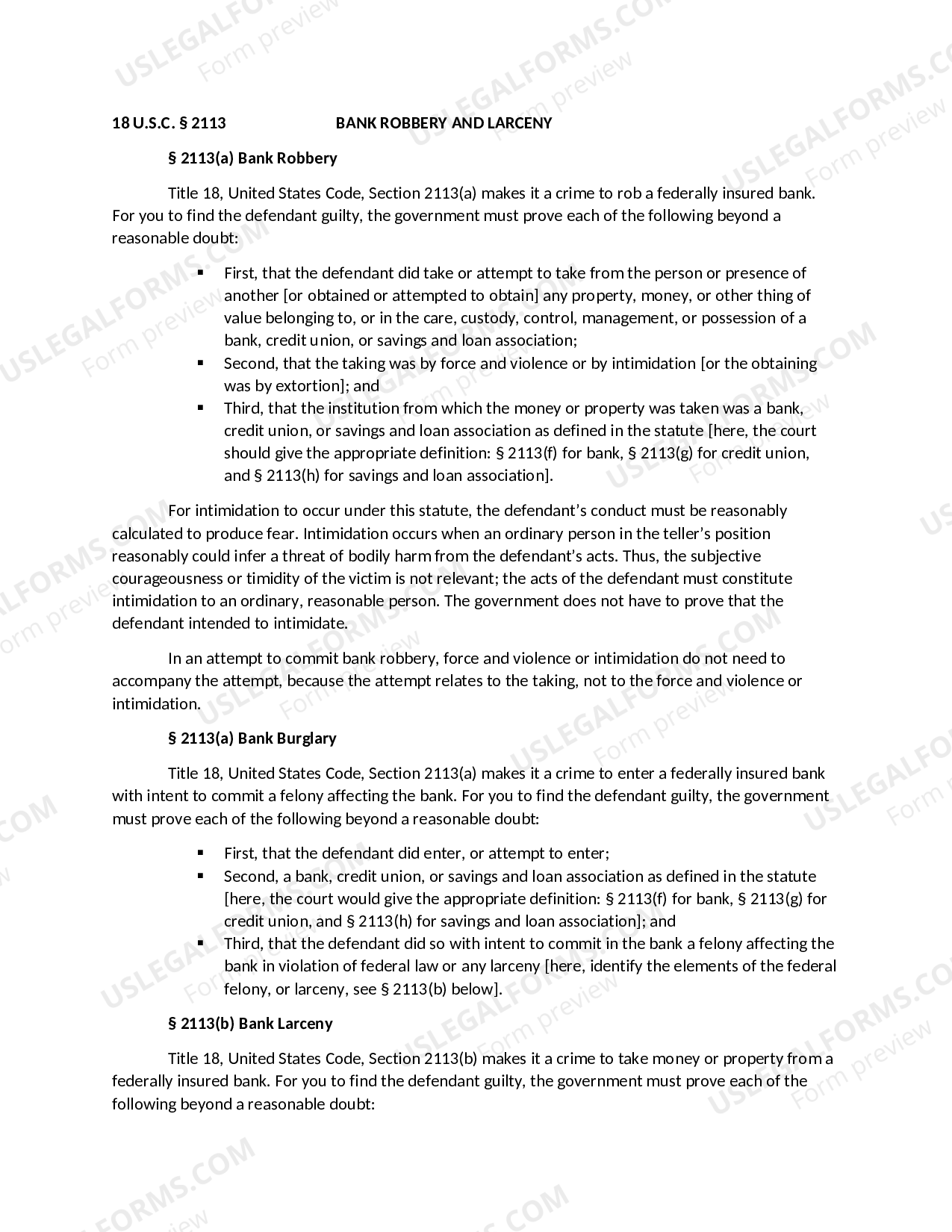 South Carolina BANK ROBBERY AND LARCENY | US Legal Forms