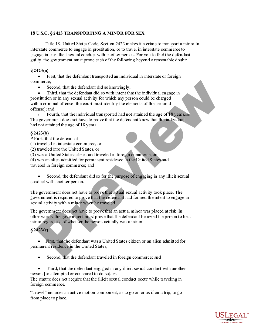South Carolina Transporting A Minor For Sex Us Legal Forms