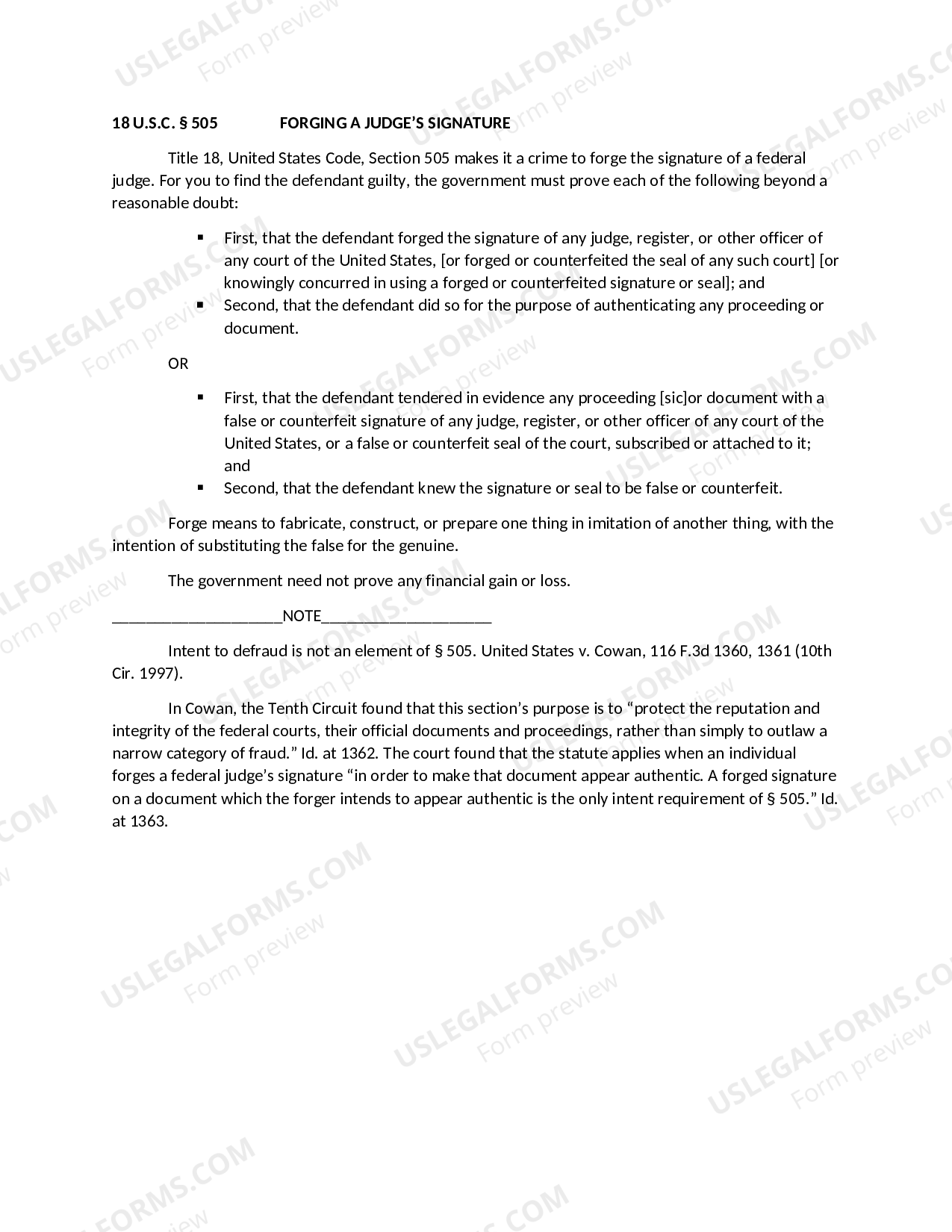 South Carolina FORGING A JUDGE'S SIGNATURE | US Legal Forms