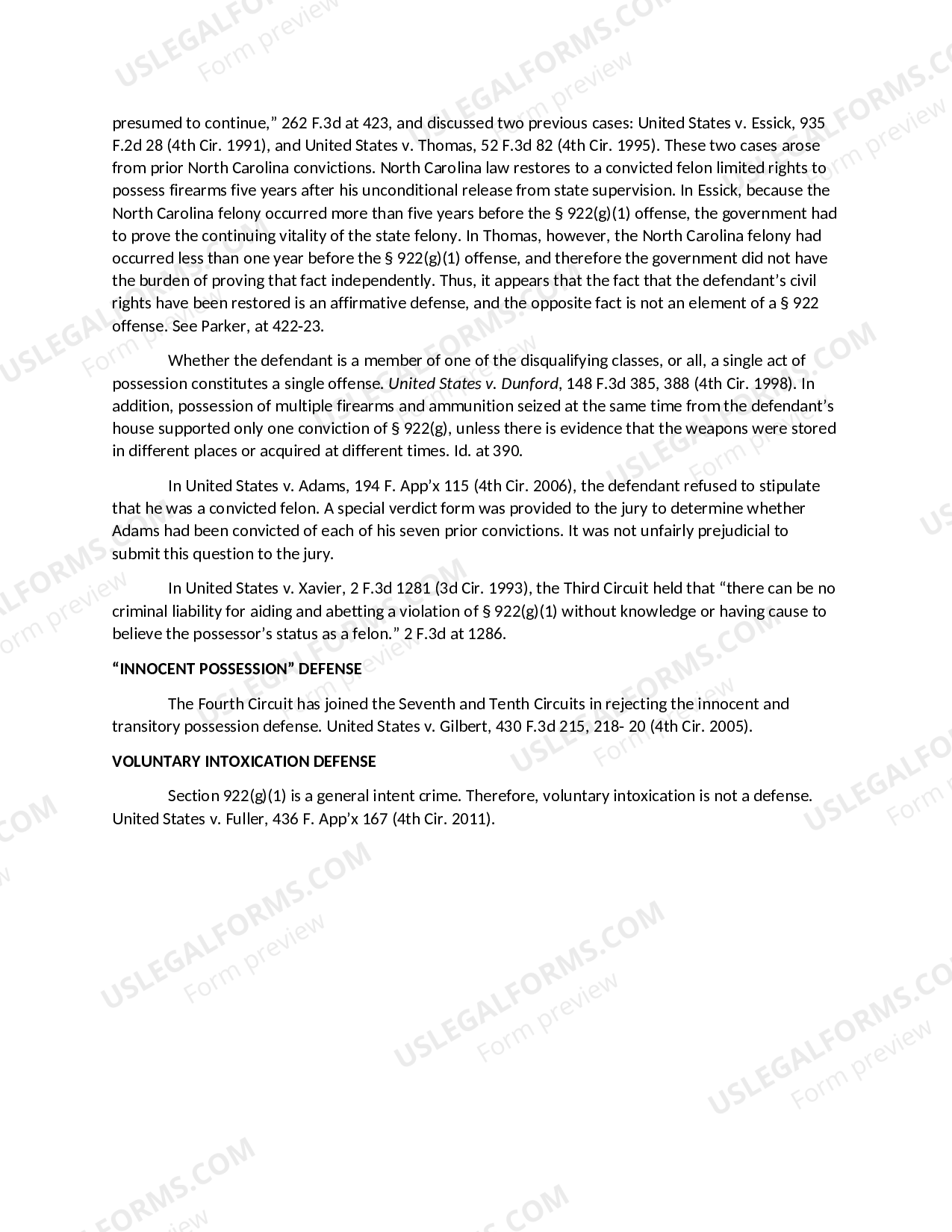 South Carolina 18 U.S.C. Sec. 922(g)(1) POSSESSION OF FIREARM BY ...