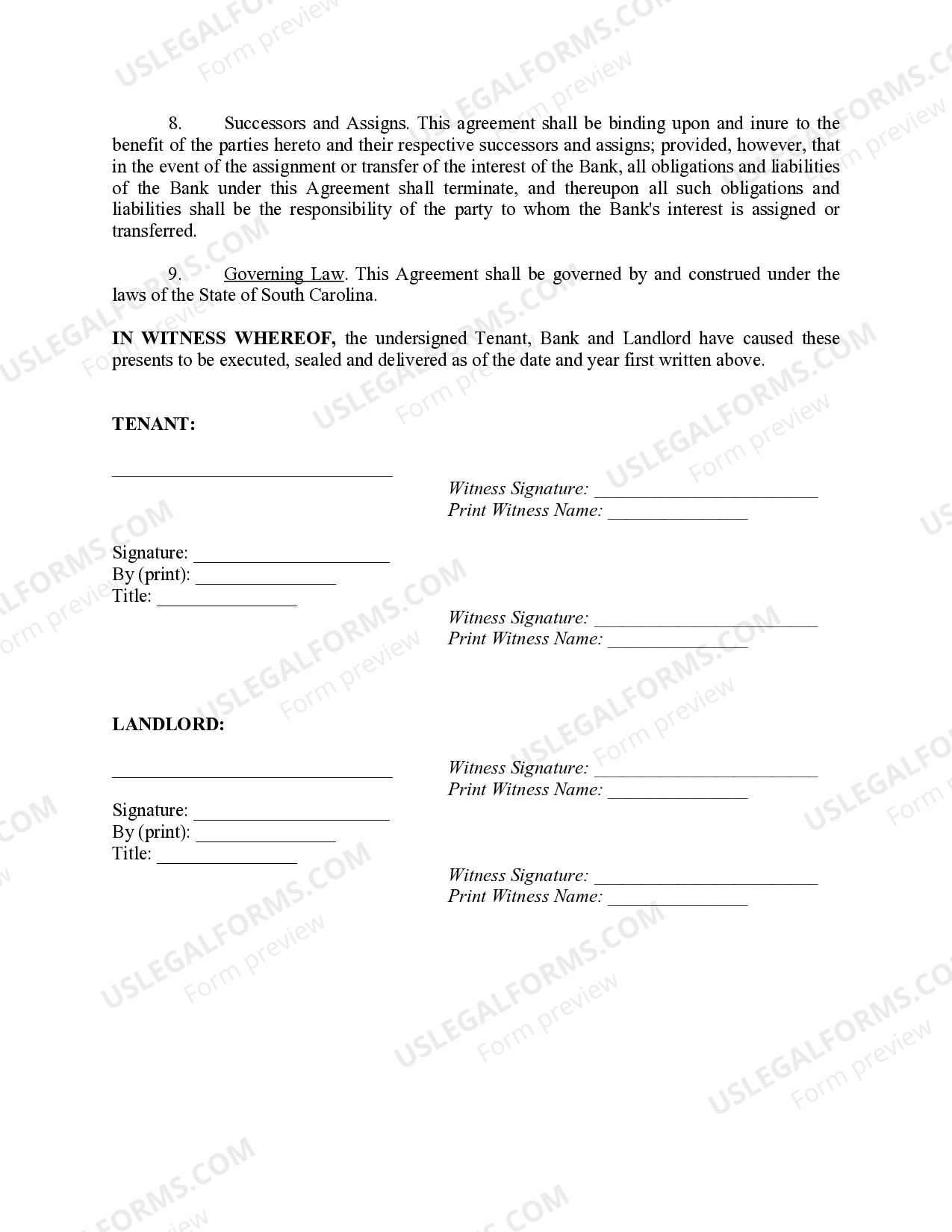 South Carolina Subordination, Non-disturbance and Attornment Agreement | US Legal Forms