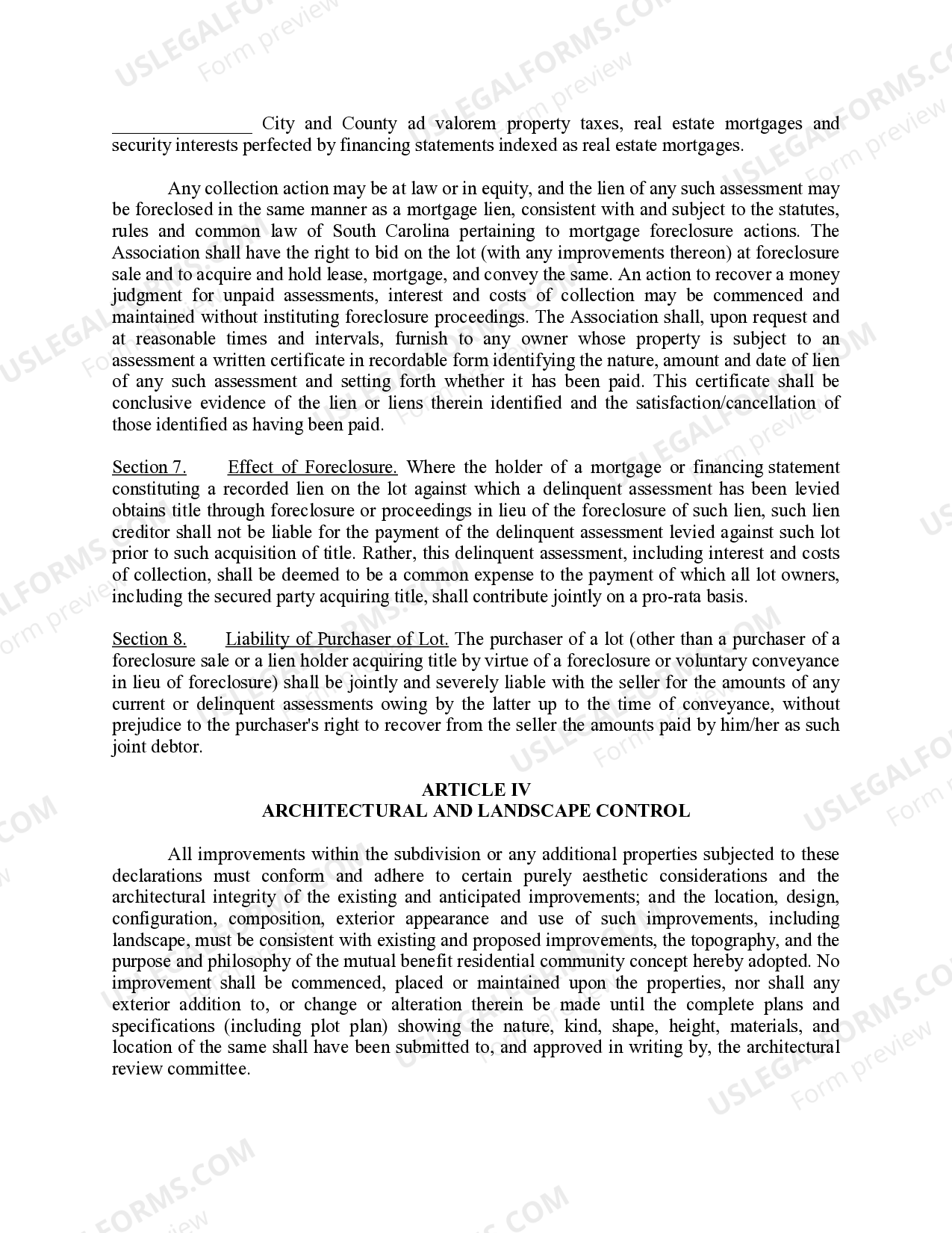 South Carolina Declaration of Covenants - Sc Covenants Restrictions ...
