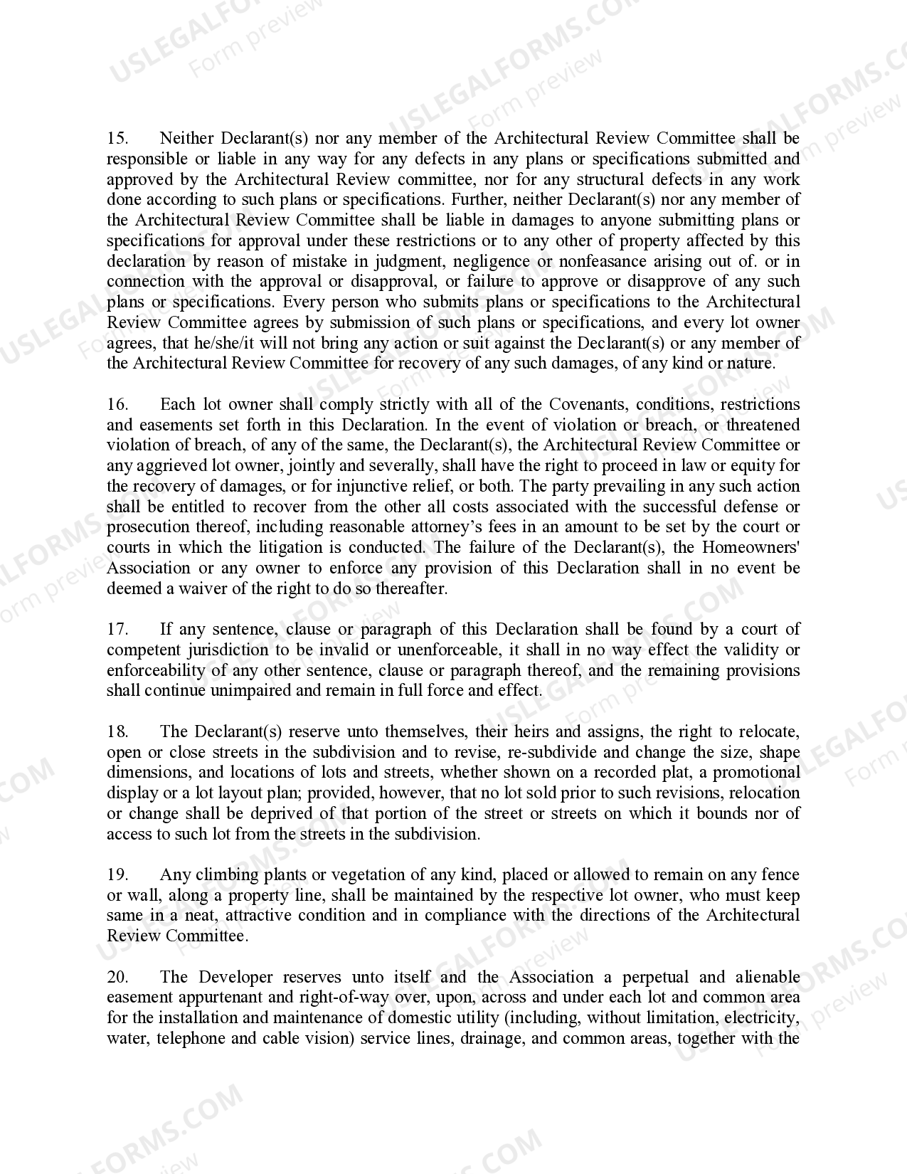 South Carolina Declaration of Covenants - Sc Covenants Restrictions ...