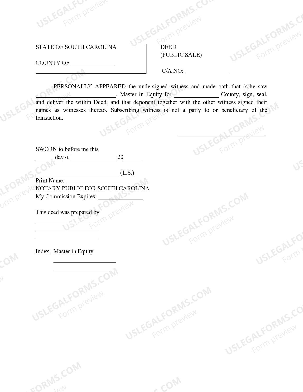 South Carolina Deed - Public Sale - South Carolina Deed | US Legal Forms