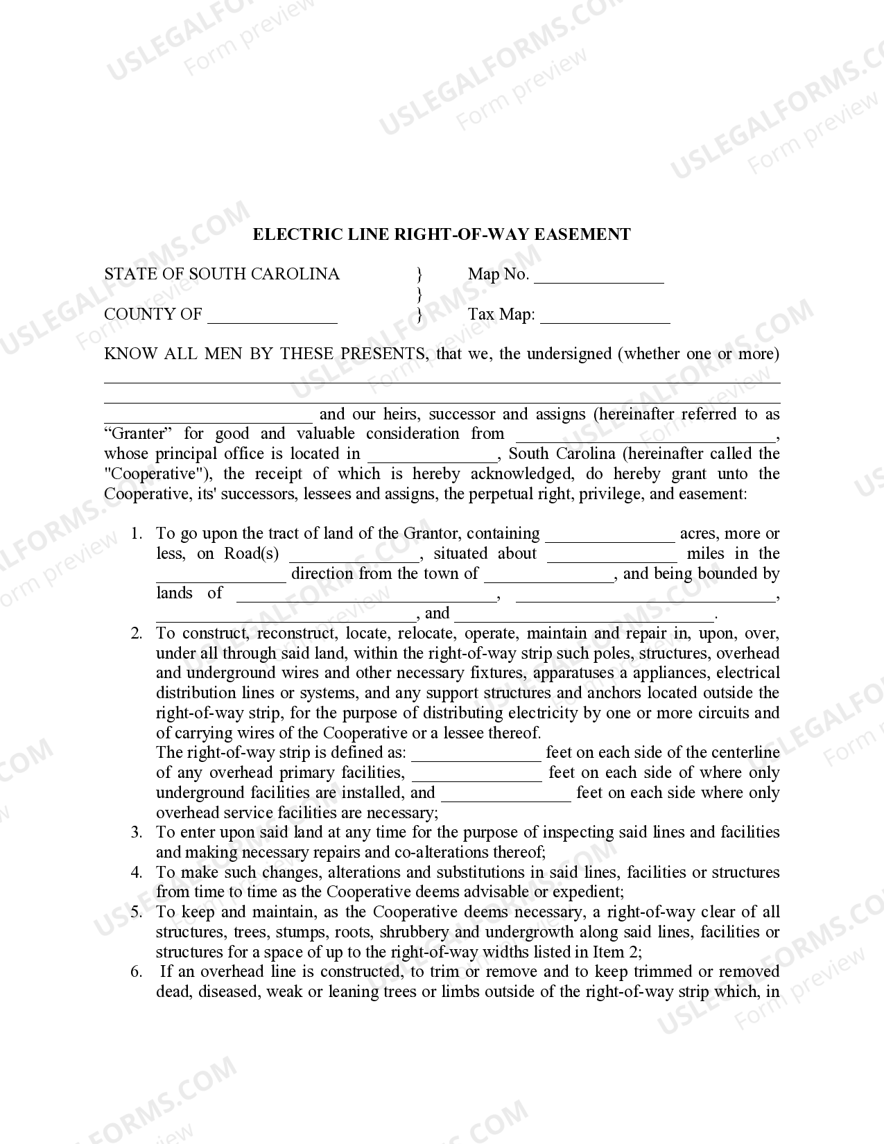 South Carolina Electric Line Right-of-Way Easement | US Legal Forms