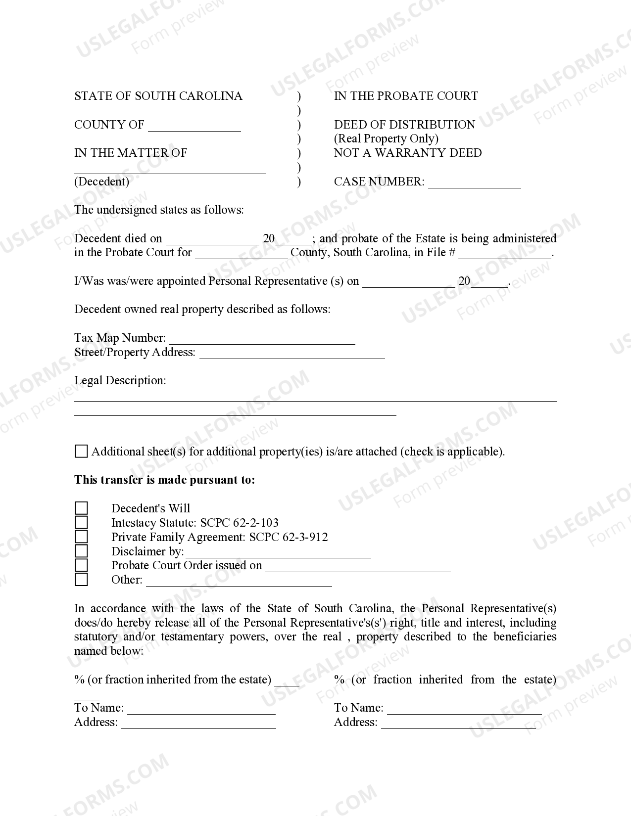 North Charleston South Carolina Manufactured Home Affidavit for ...